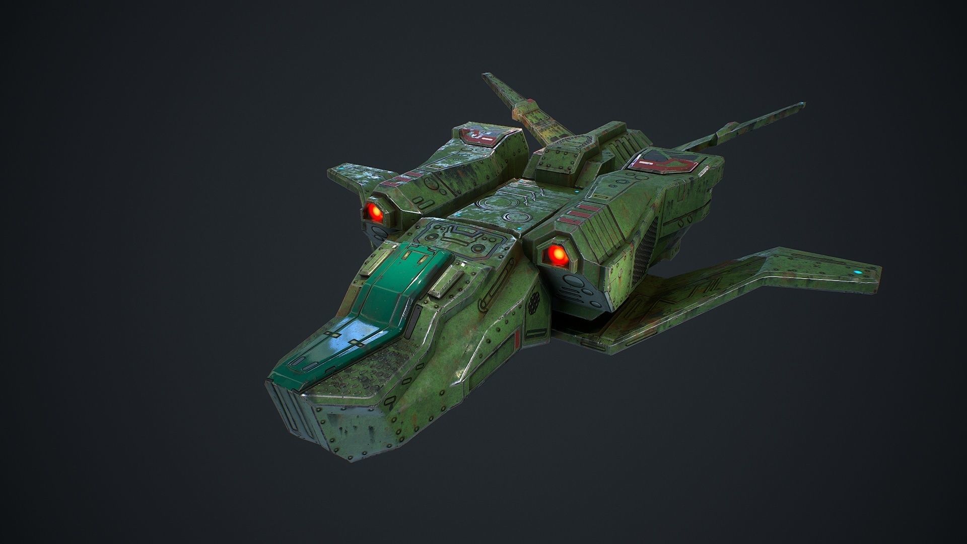 3D model Low poly sci fi transport spaceship game asset VR / AR / low ...