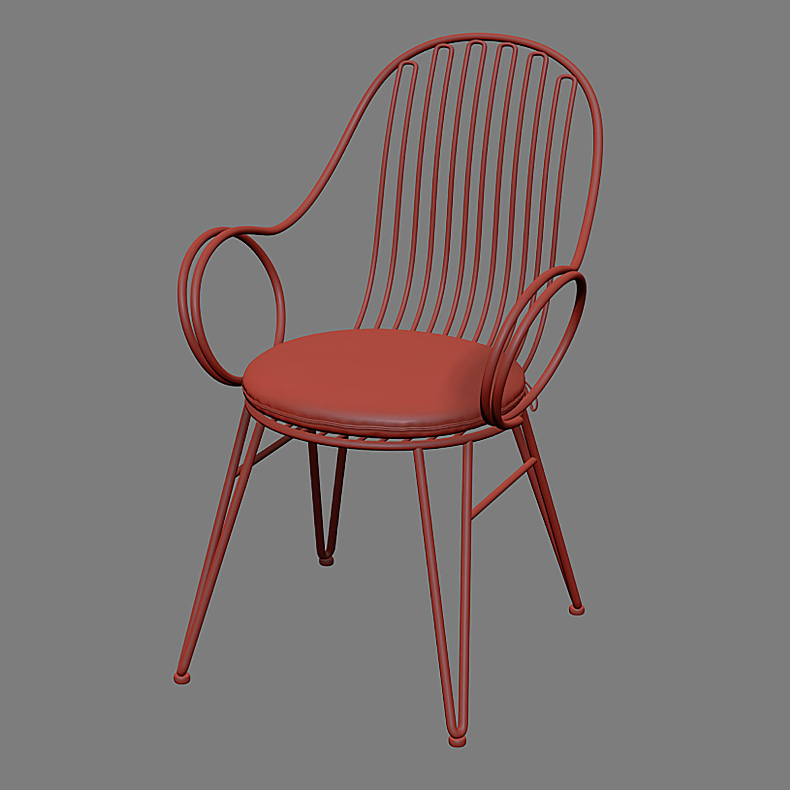 SCROLL White Metal Outdoor Dining Chair with Bistro Table 3D model ...