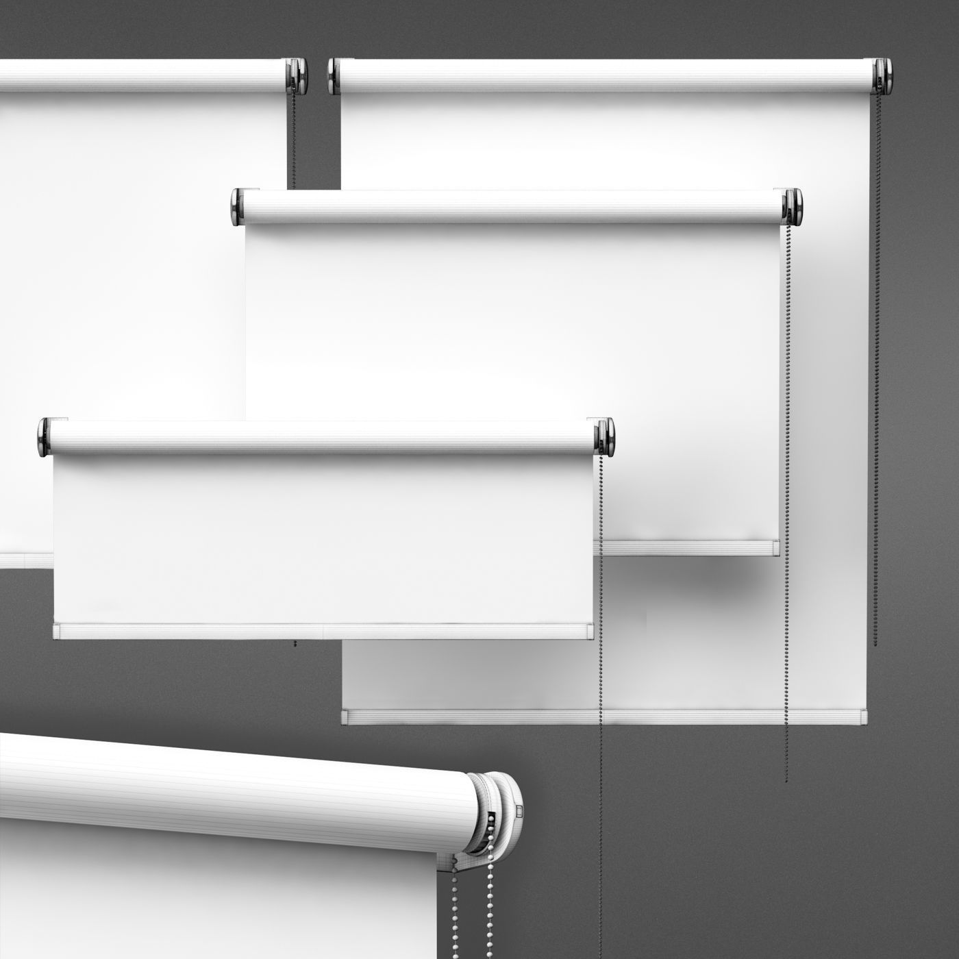 roller blind set 03 3D model | CGTrader