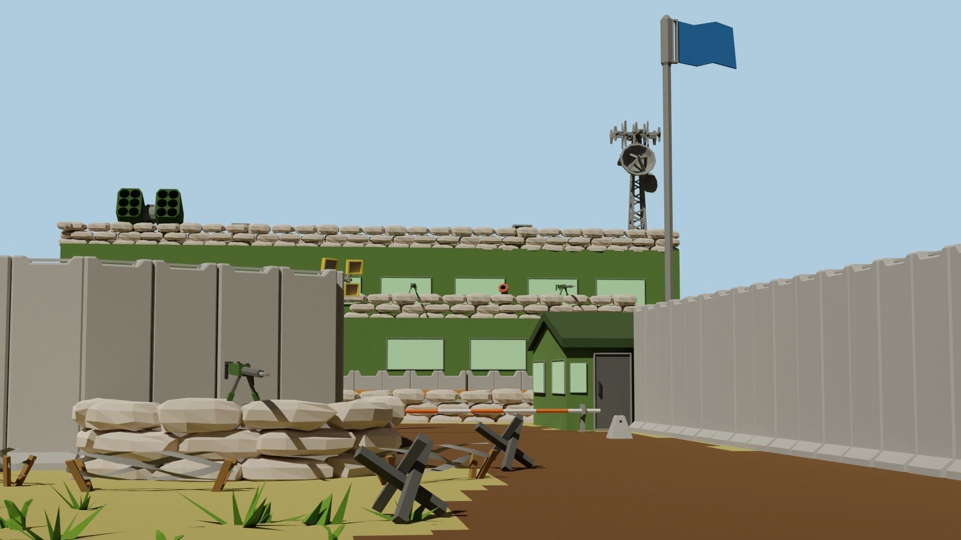 3D model Low poly Military Base VR / AR / low-poly | CGTrader