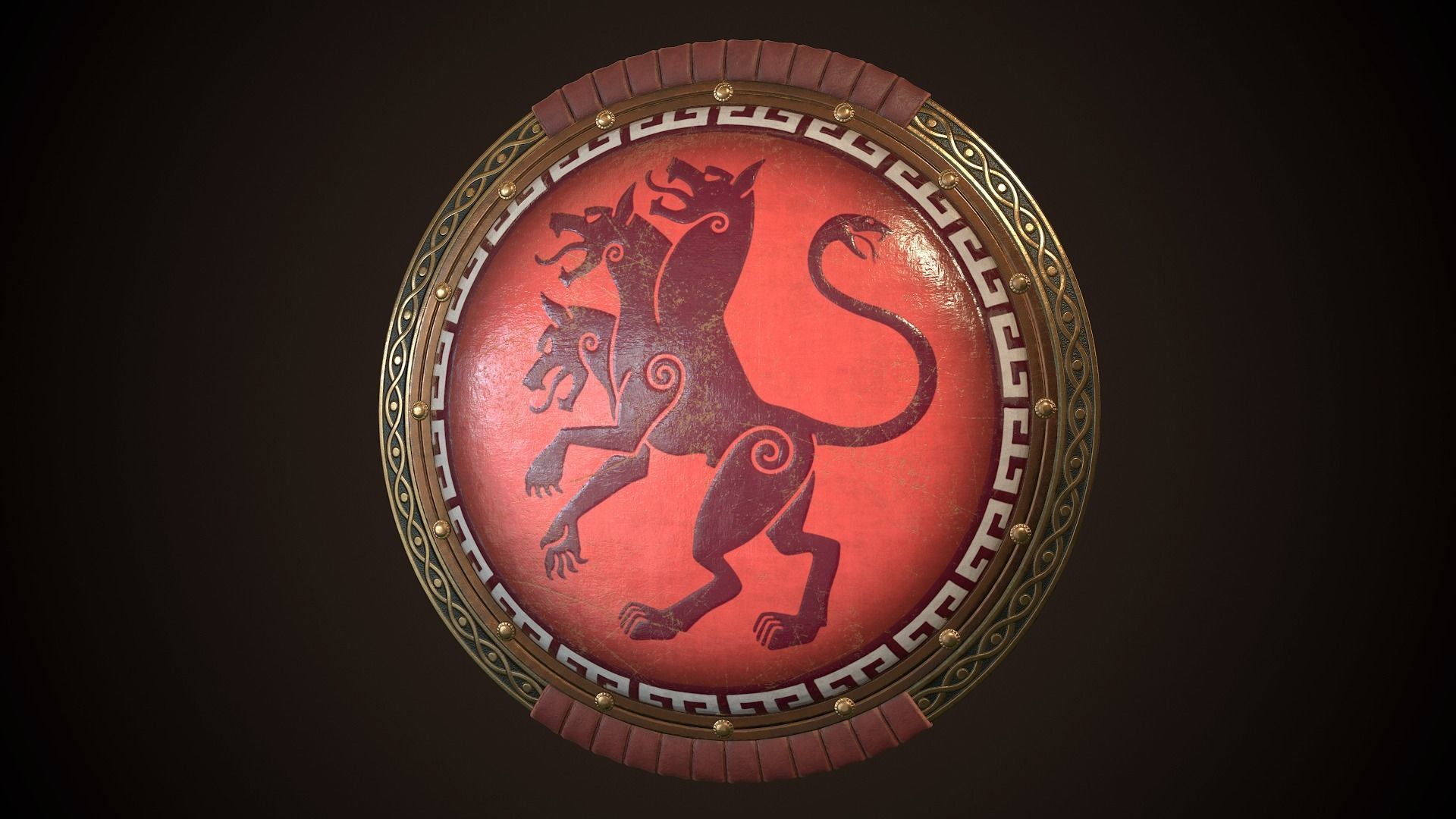 3D model Hoplite Shield Cerberus VR / AR / low-poly | CGTrader