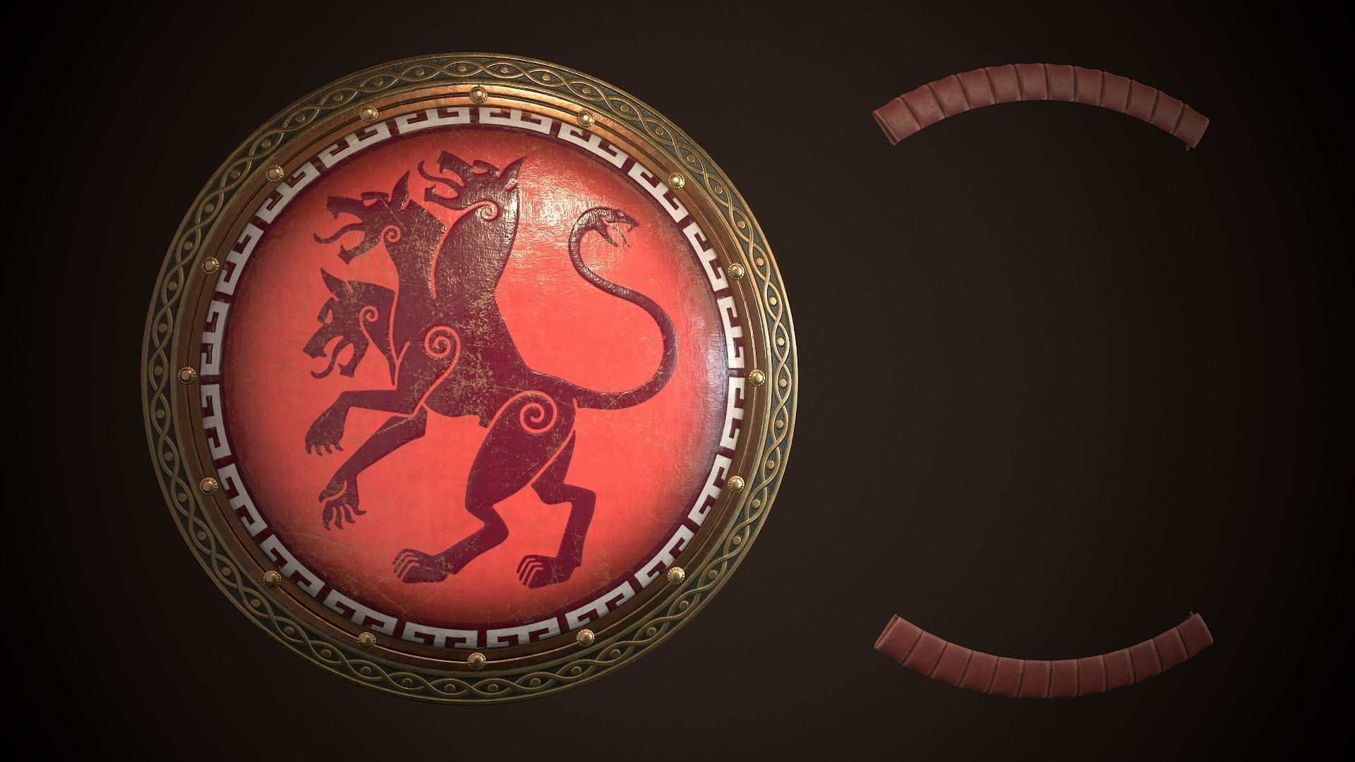 3D model Hoplite Shield Cerberus VR / AR / low-poly | CGTrader