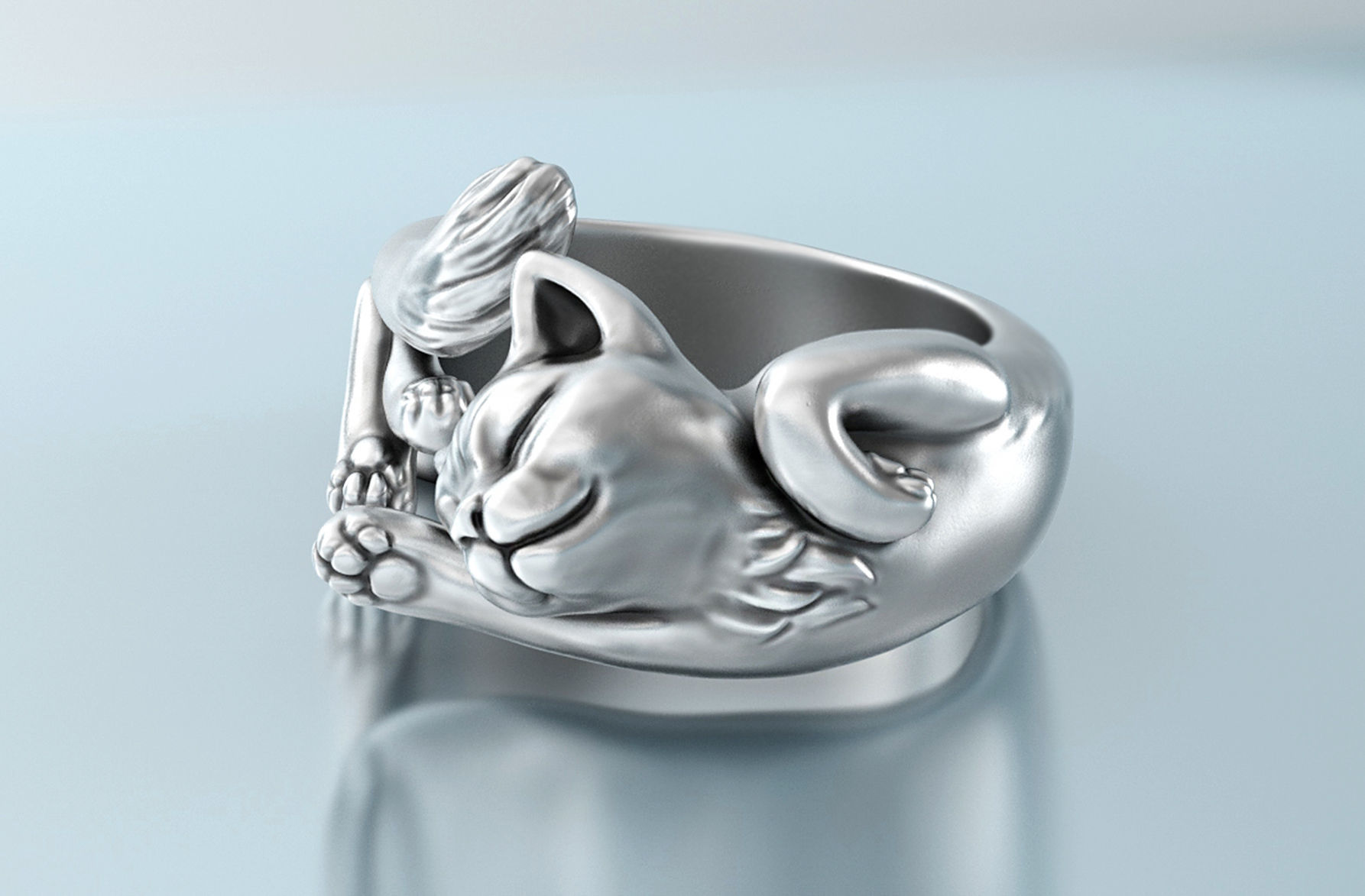 Lazy Cat Ring 3D model 3D printable | CGTrader