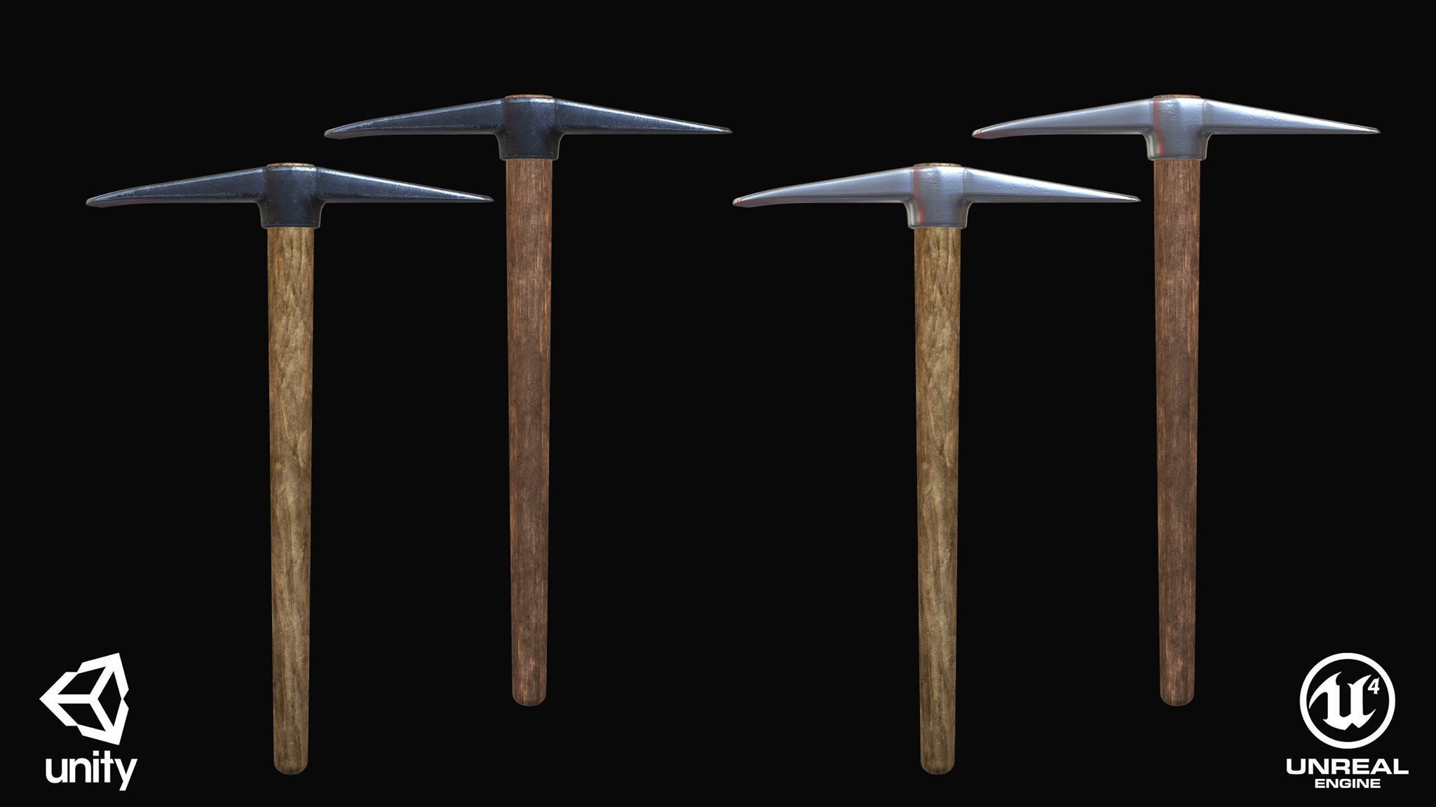 Free Tools Pack Axe Shovel Pickaxe free VR / AR / low-poly 3D model ...