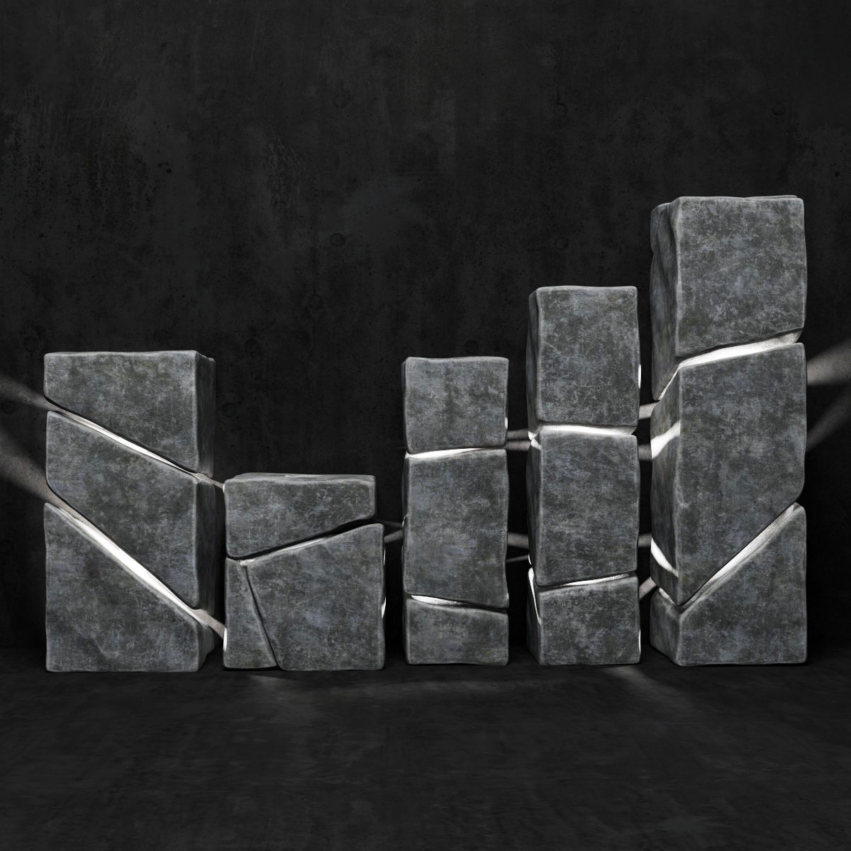 Stone cube light 3D model | CGTrader
