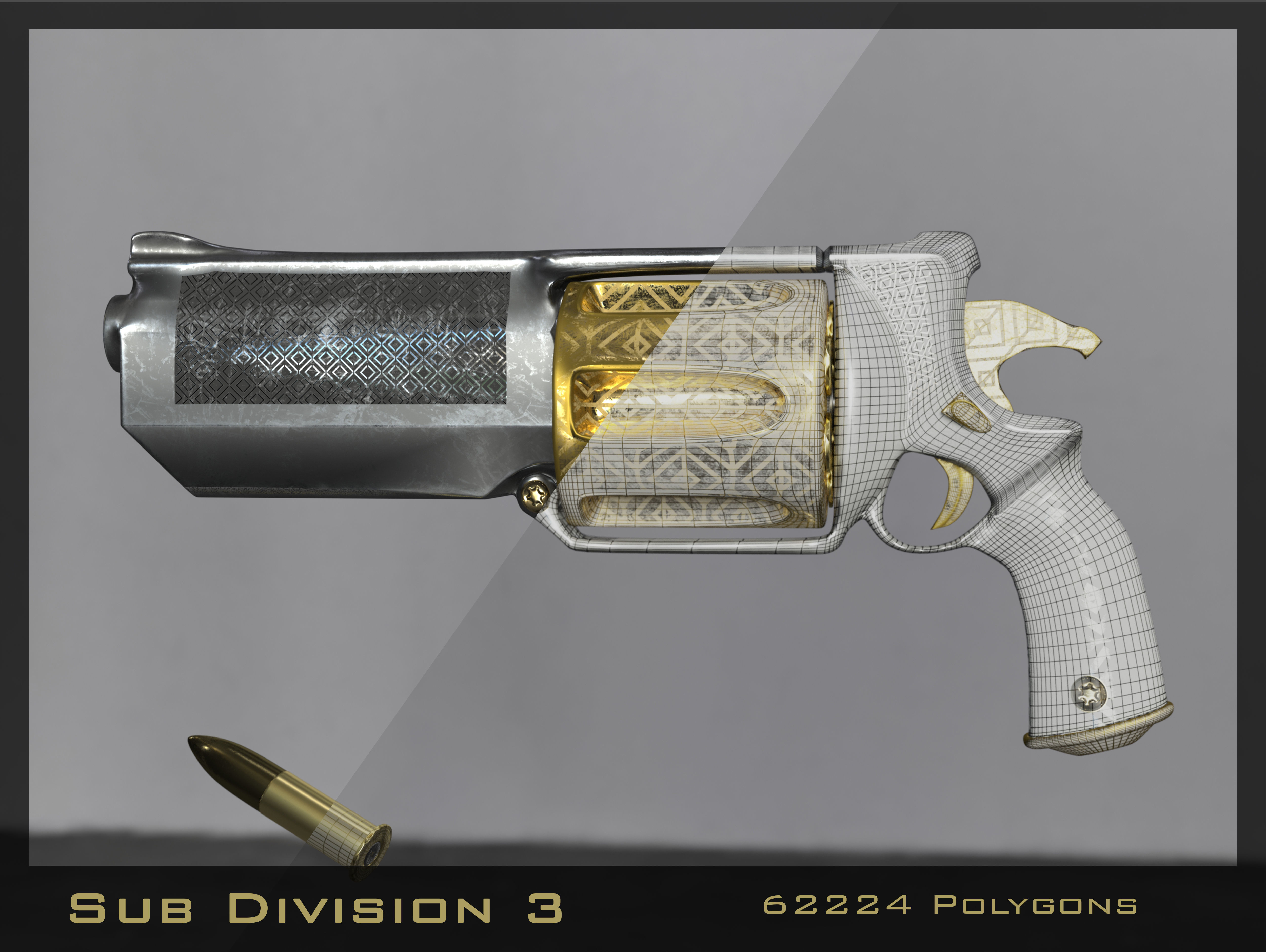 3D model Golden Revolver VR / AR / low-poly | CGTrader