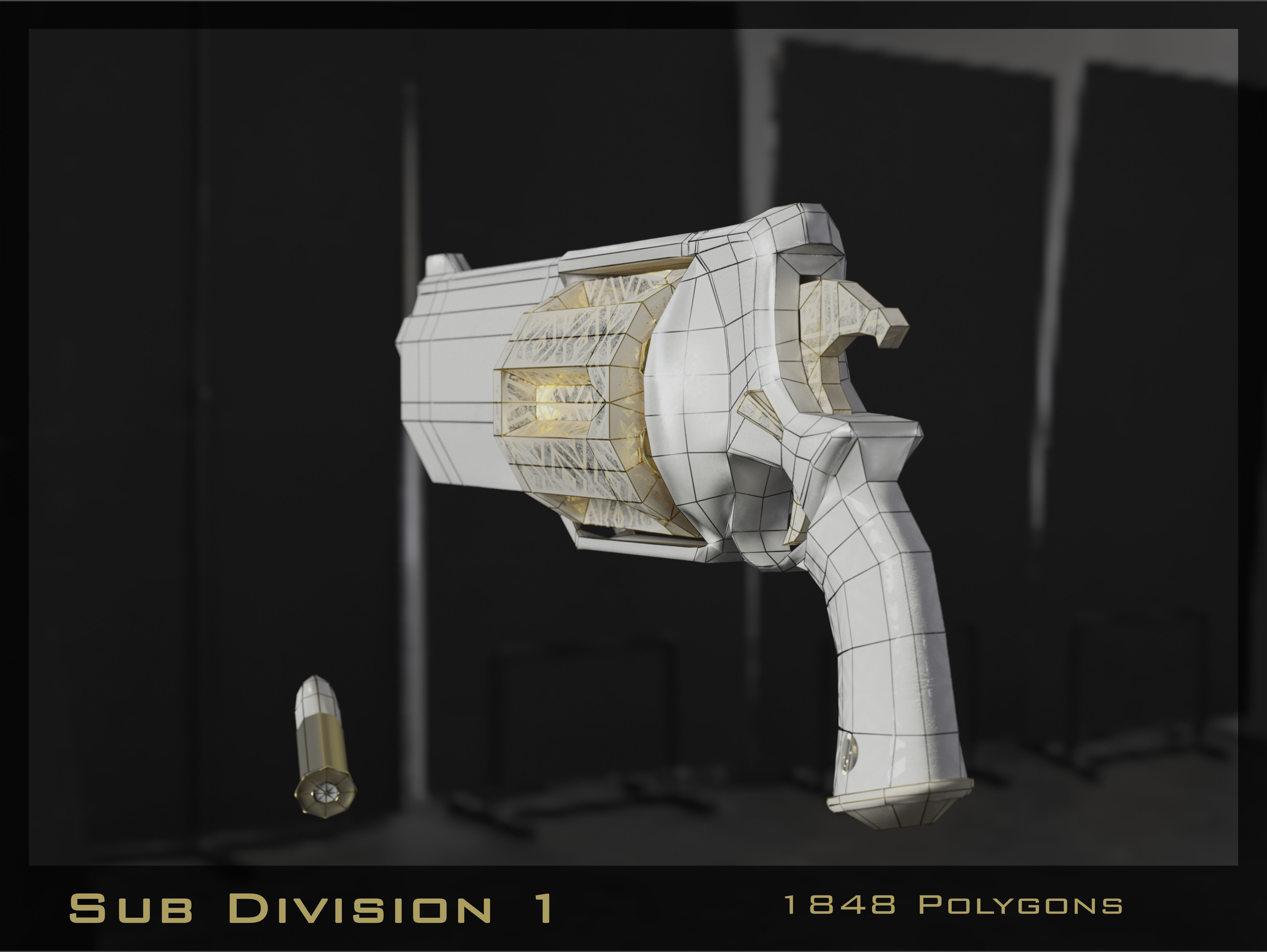 3D model Golden Revolver VR / AR / low-poly | CGTrader