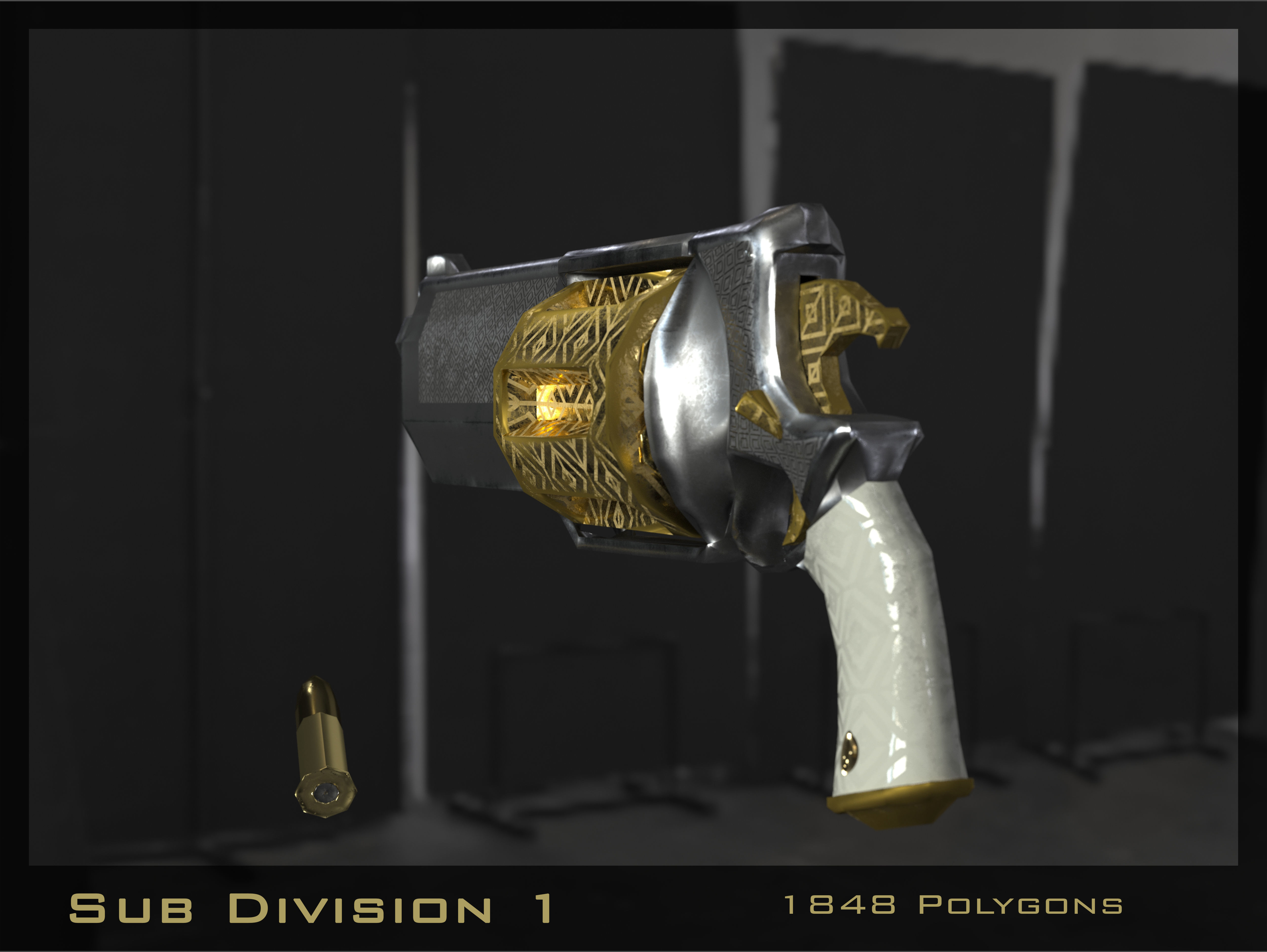 3D model Golden Revolver VR / AR / low-poly | CGTrader