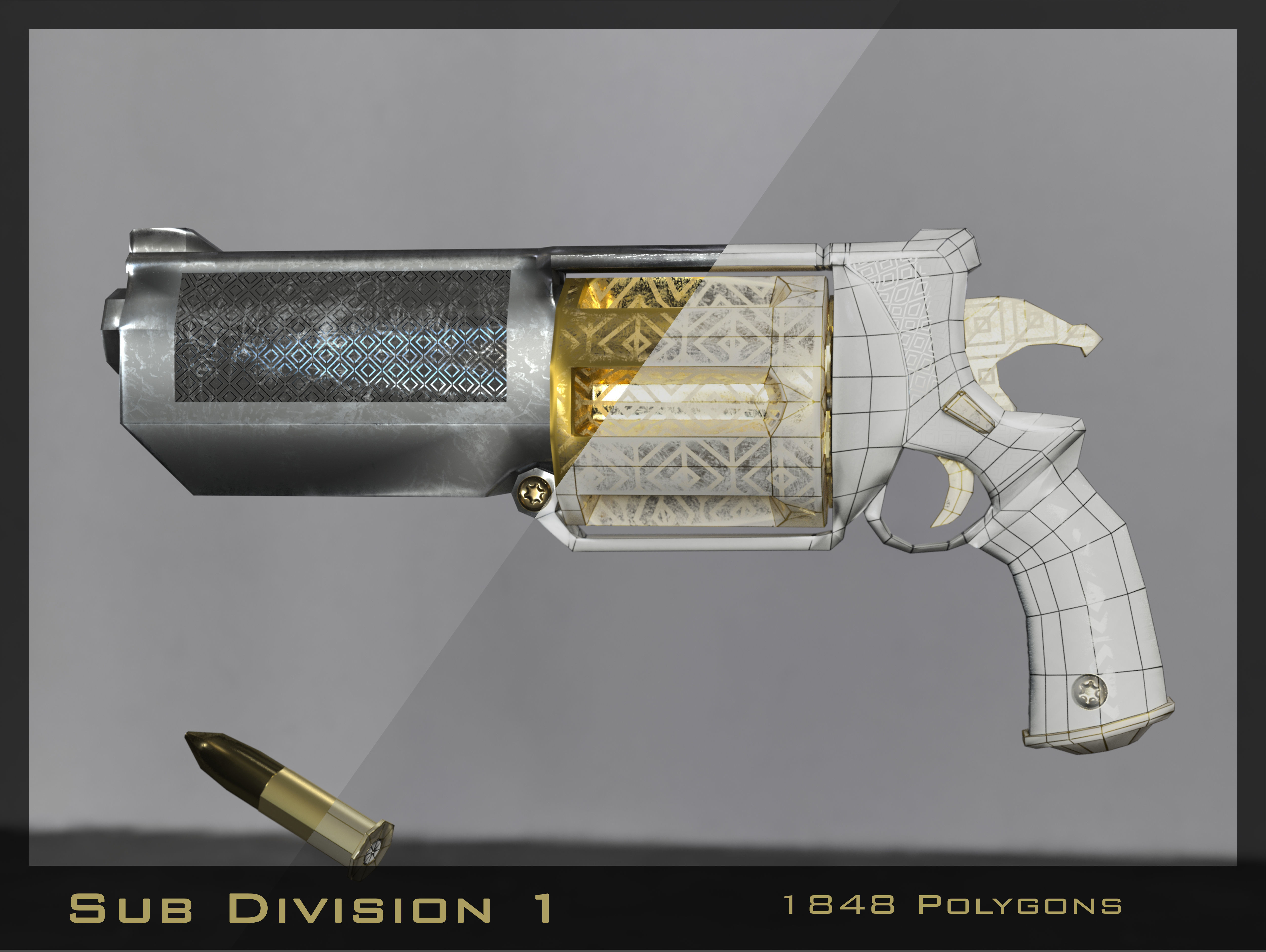 3D model Golden Revolver VR / AR / low-poly | CGTrader