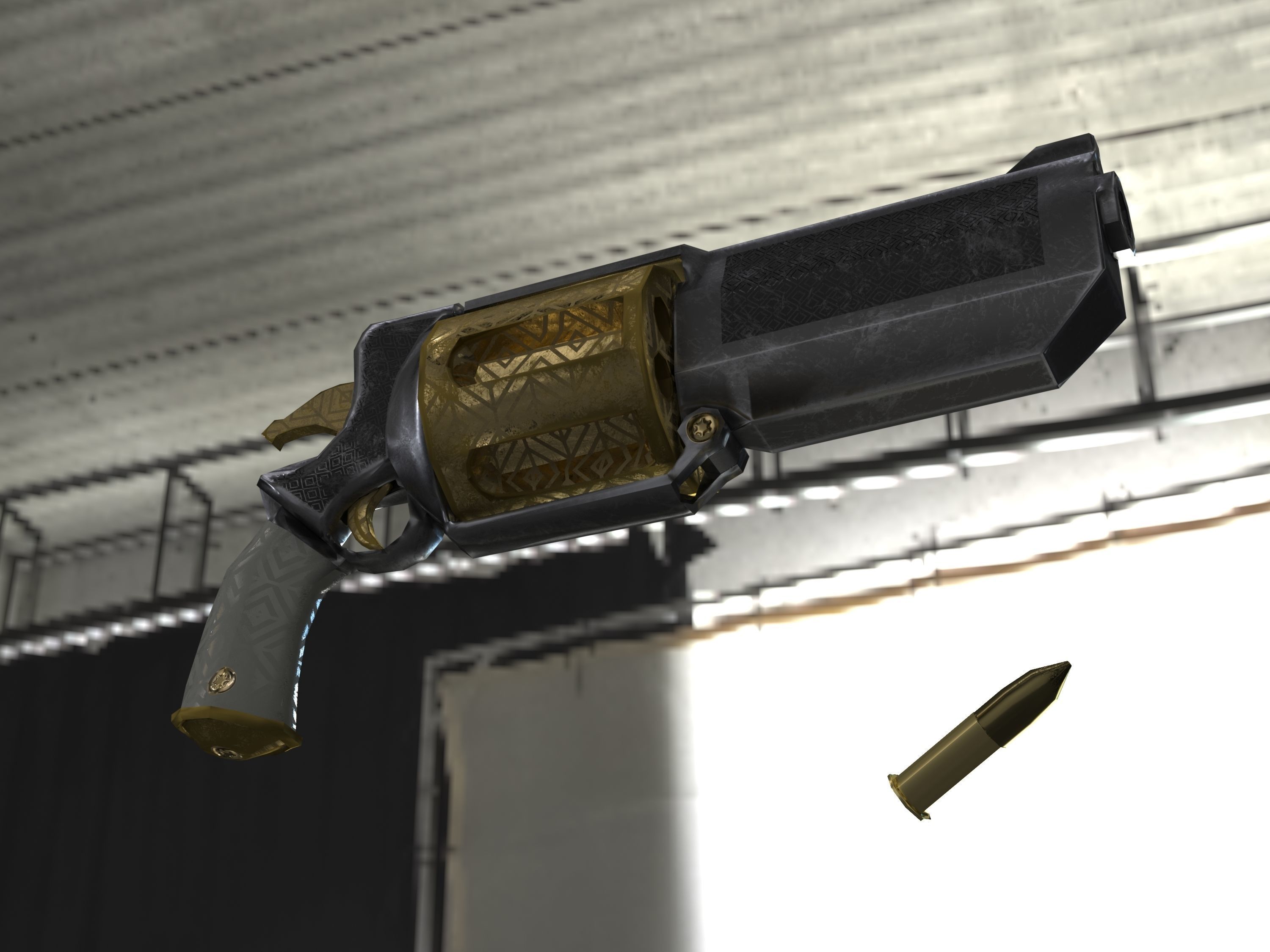 3D model Golden Revolver VR / AR / low-poly | CGTrader