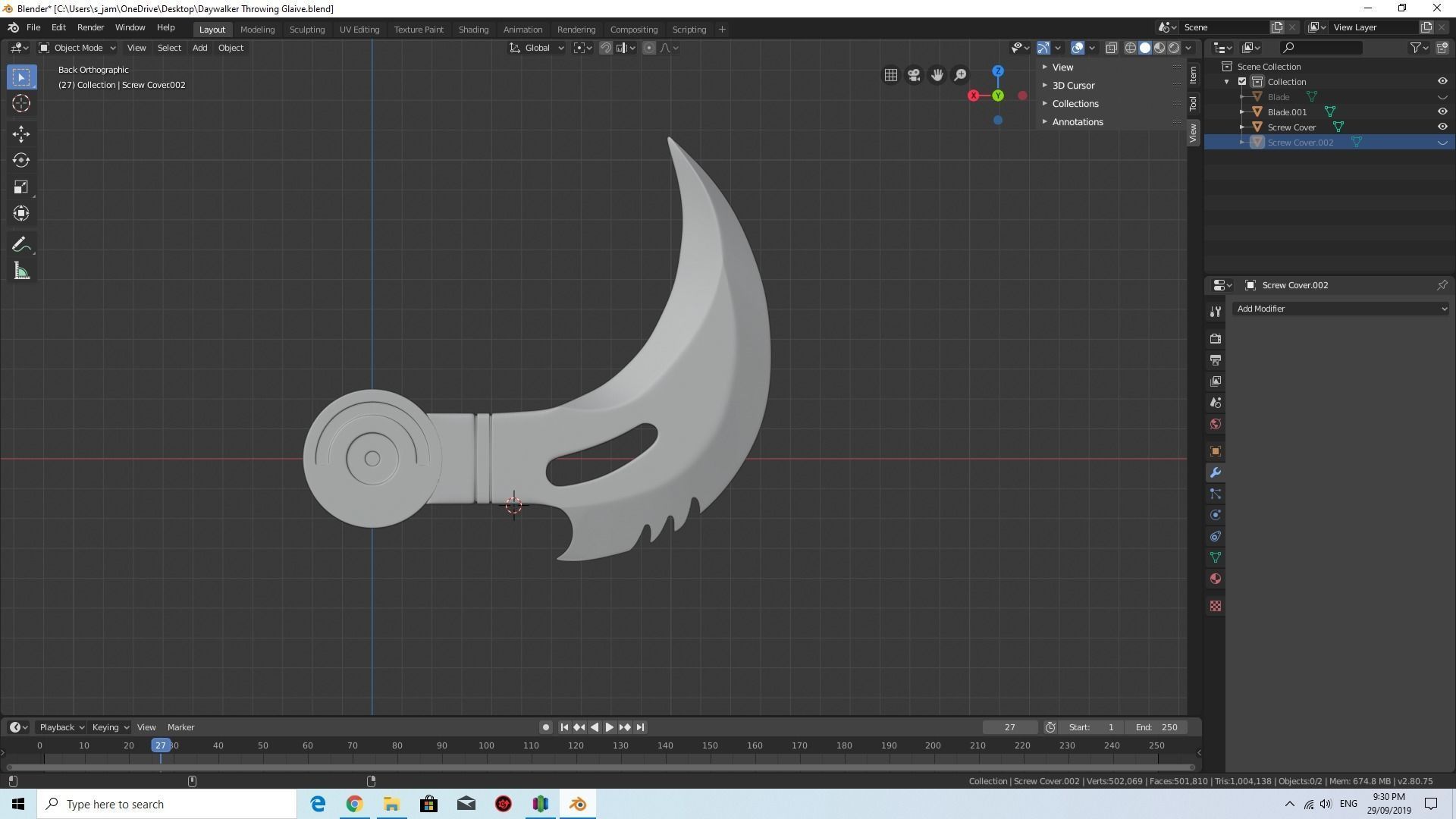 Blade the Daywalkers Throwing Glaive 3D model 3D printable | CGTrader