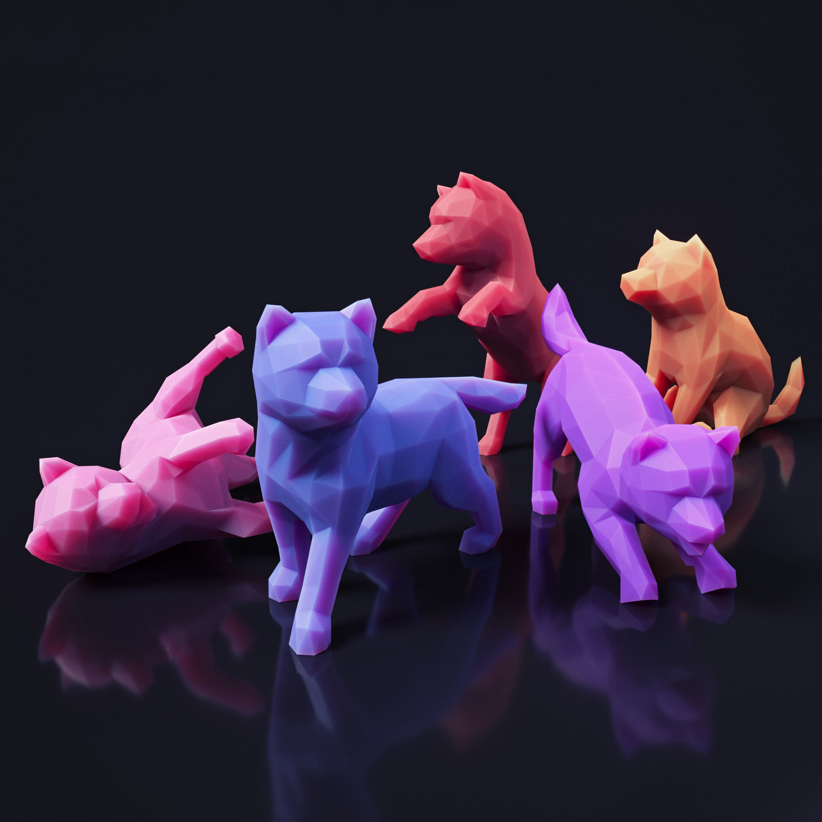 Puppy Shiba Inu Low Poly Pack 3D Model Collection | CGTrader