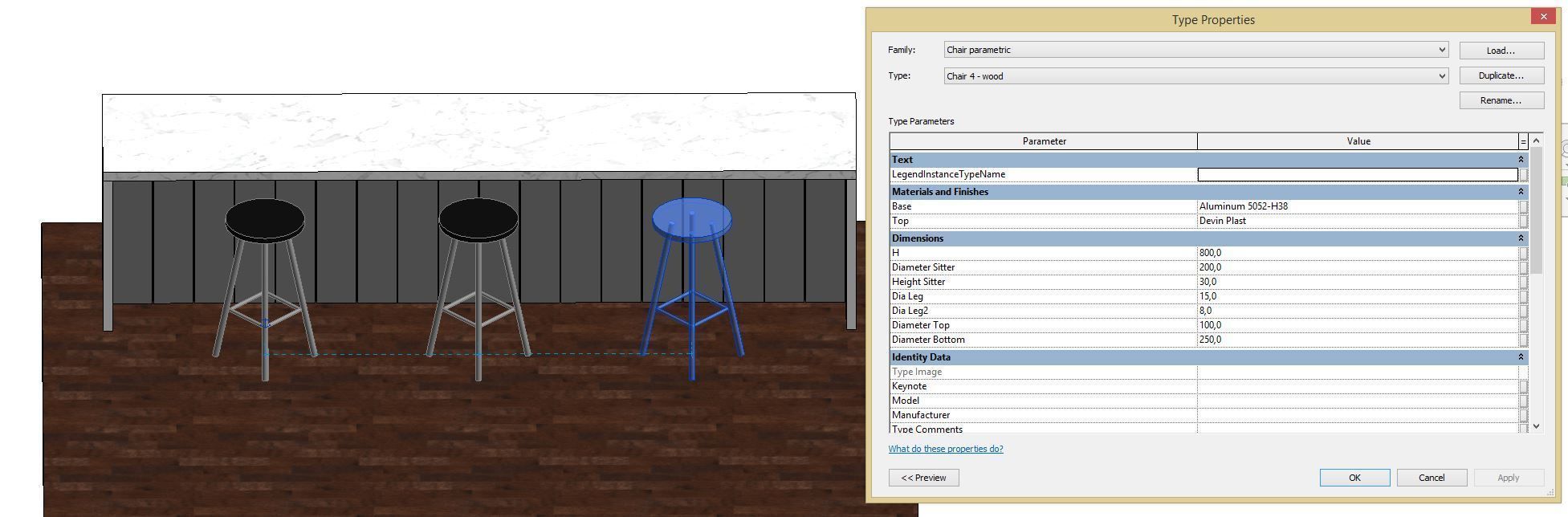 Bar chair - Full parametric Revit Family free 3D model | CGTrader