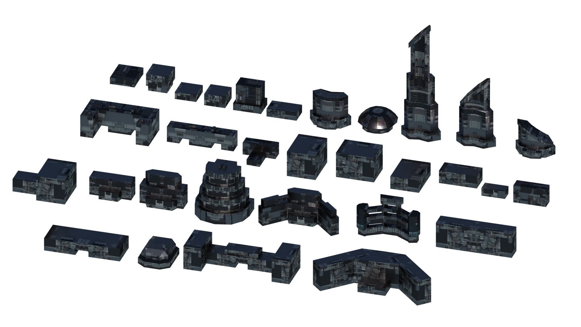 3D model Sci Fi Space Colony Pack Modular 8k PBR 1512 Buildings VR / AR ...