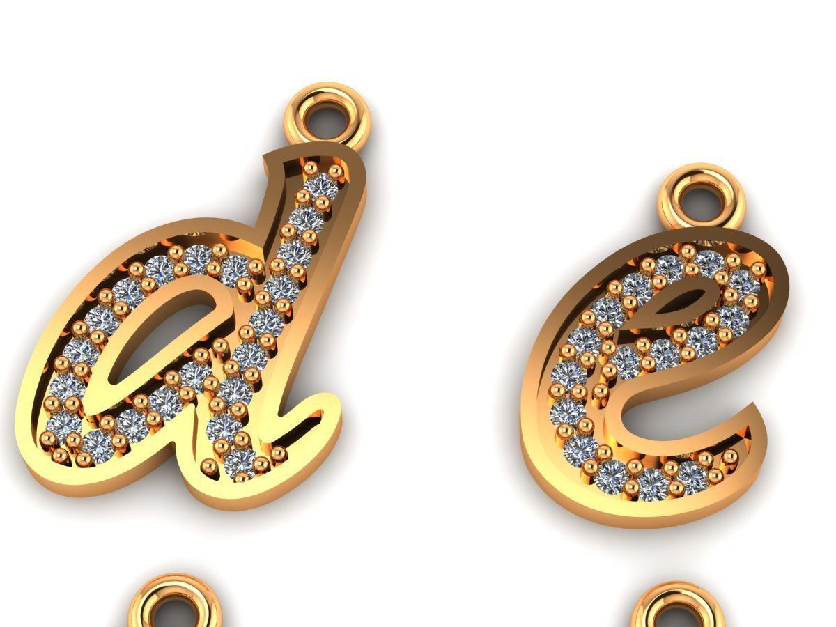 Alphabets Small Letter Pendants - 32 Letters 3D model 3D printable ...