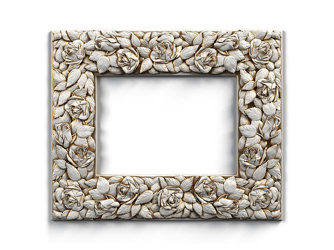Frame0018 wooden frame with flowers 3D model | CGTrader