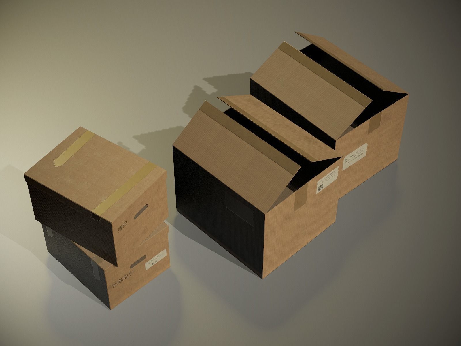 3D model Cardboard Boxes PBR VR / AR / low-poly | CGTrader