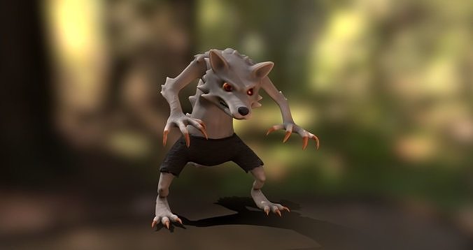 Werewolf animated wolf in woods 3D model animated rigged | CGTrader