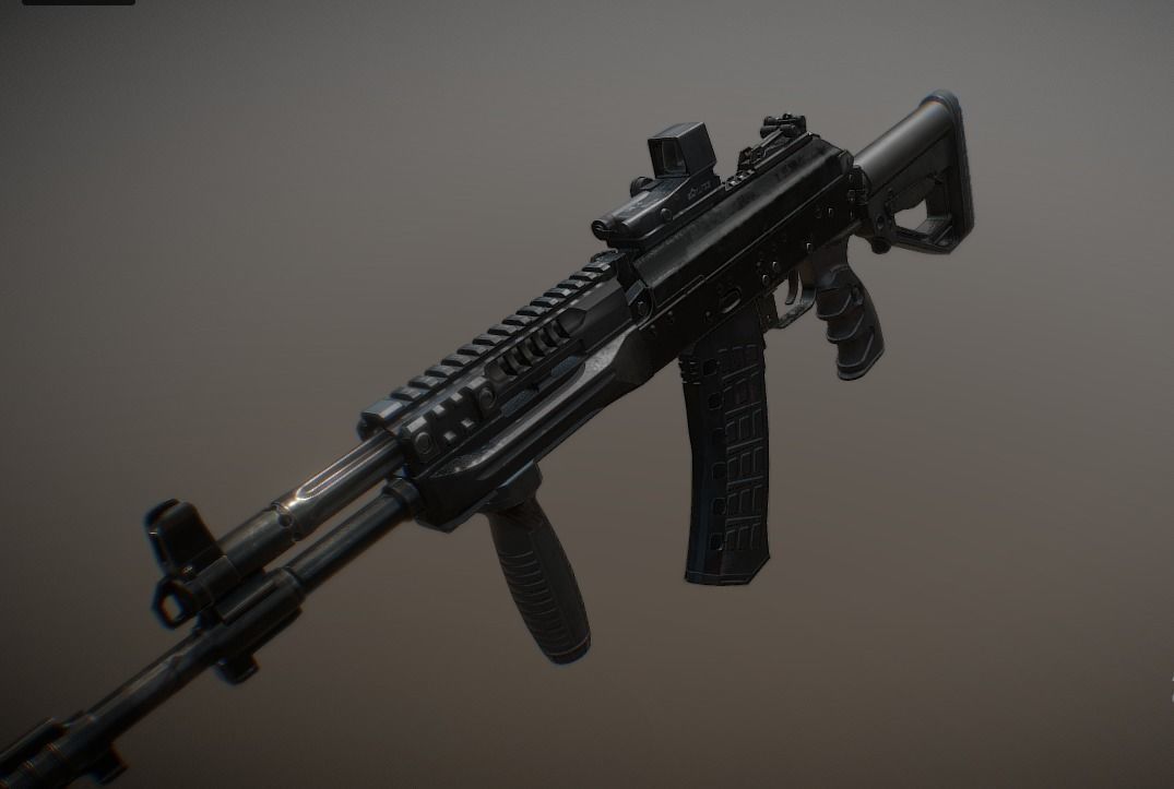 3D model New-generation AK12 machine-Gun VR / AR / low-poly animated ...
