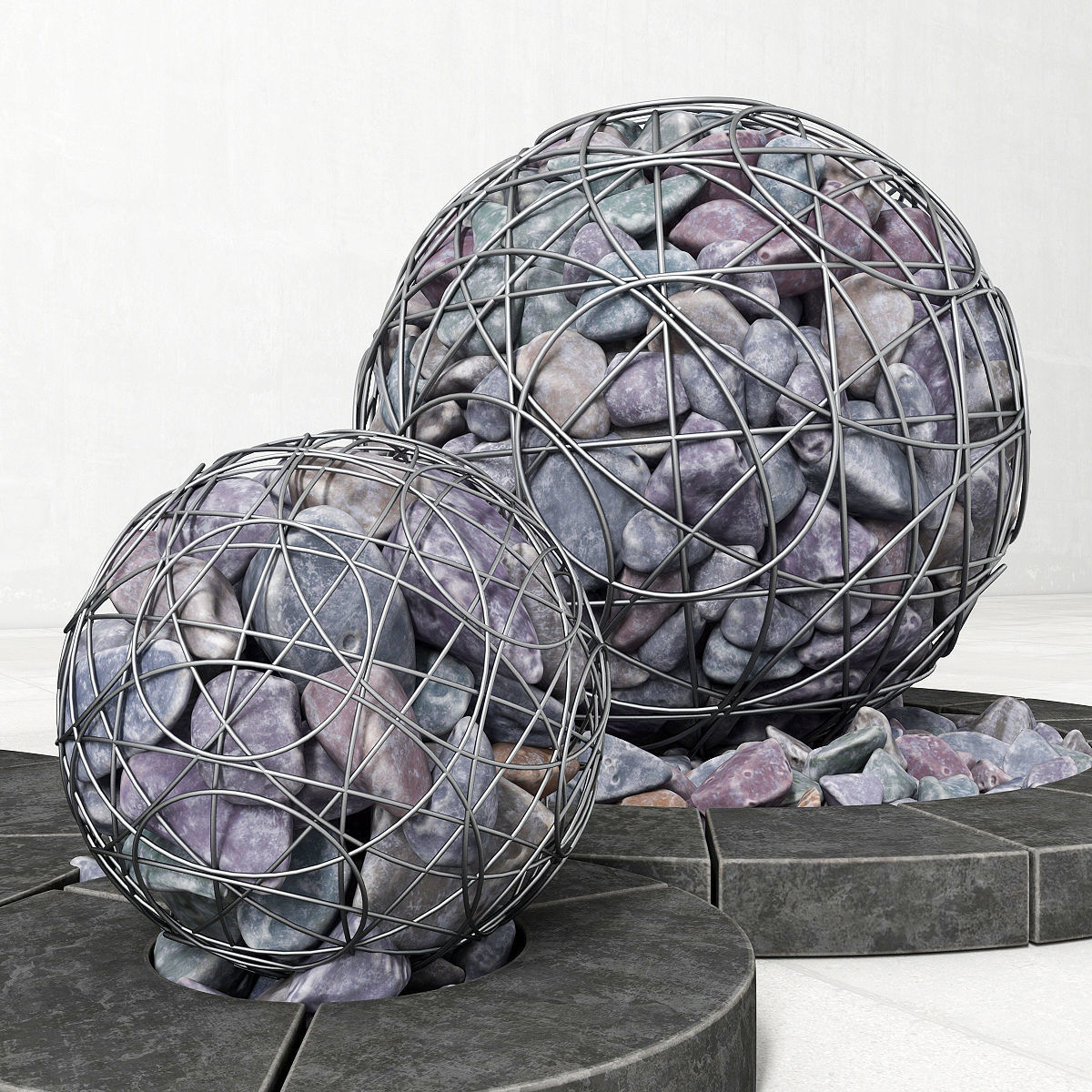 Street gabion sphere decor 3D model | CGTrader
