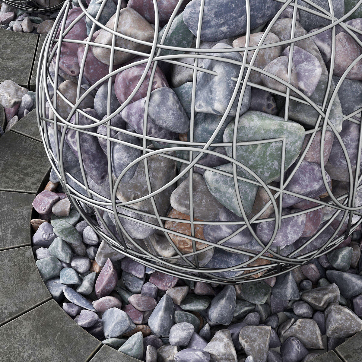 Street gabion sphere decor 3D model | CGTrader