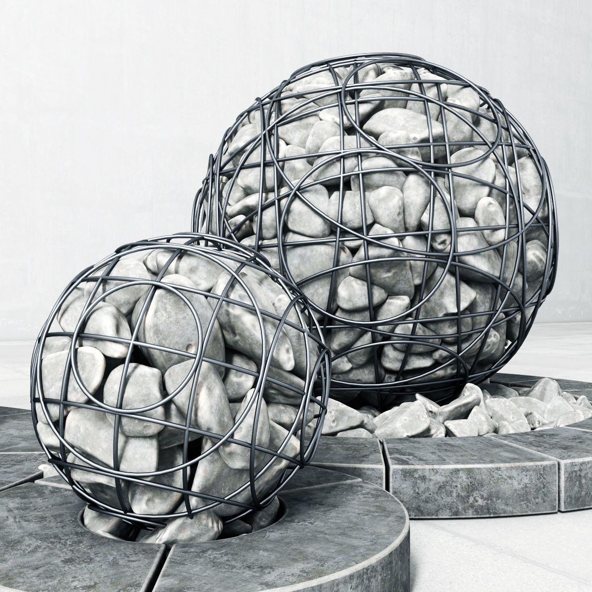 Street gabion sphere decor 3D model | CGTrader