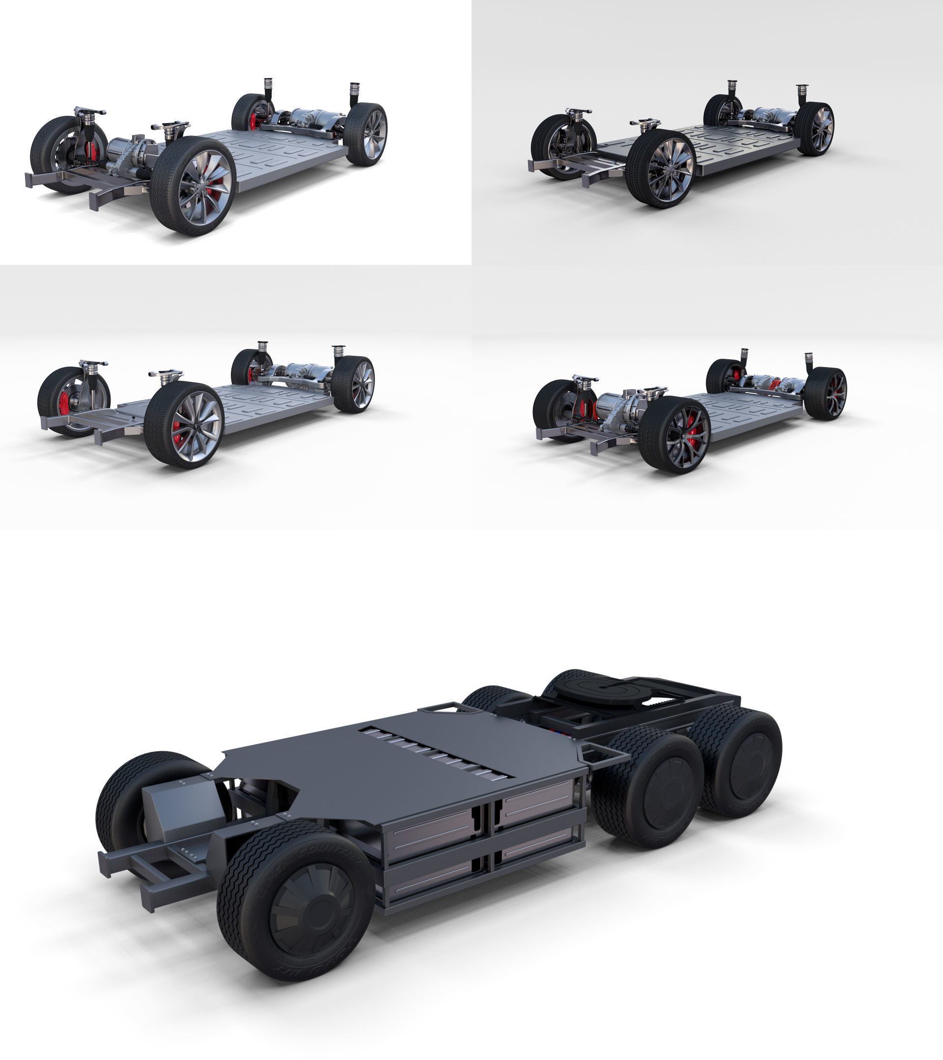 Tesla Chassis Pack Semi Roadster Model S X 3 3D model | CGTrader