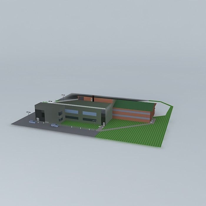 Maintenance Building with Offices free 3D model | CGTrader
