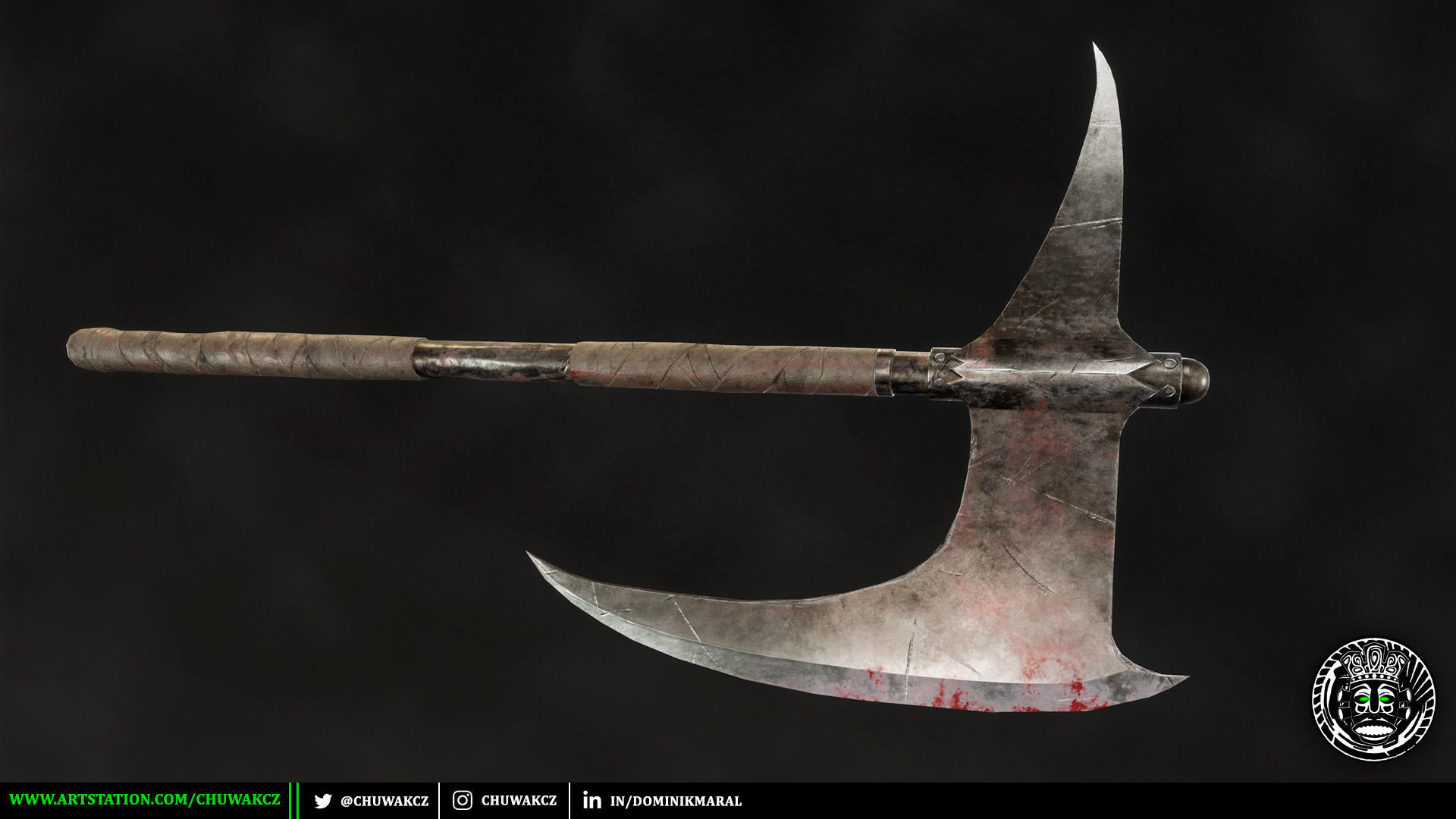 3D model Dragonslayers Crescent Axe - PBR game ready 3d weapon VR / AR ...