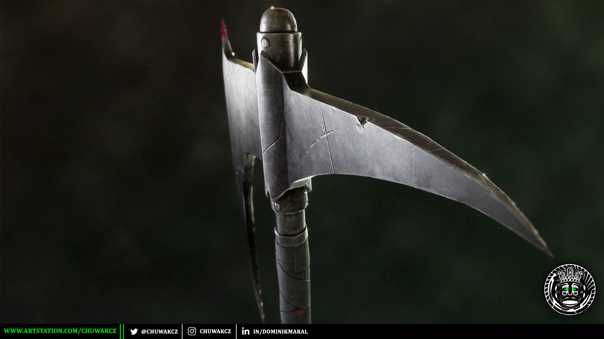 3D model Dragonslayers Crescent Axe - PBR game ready 3d weapon VR / AR ...