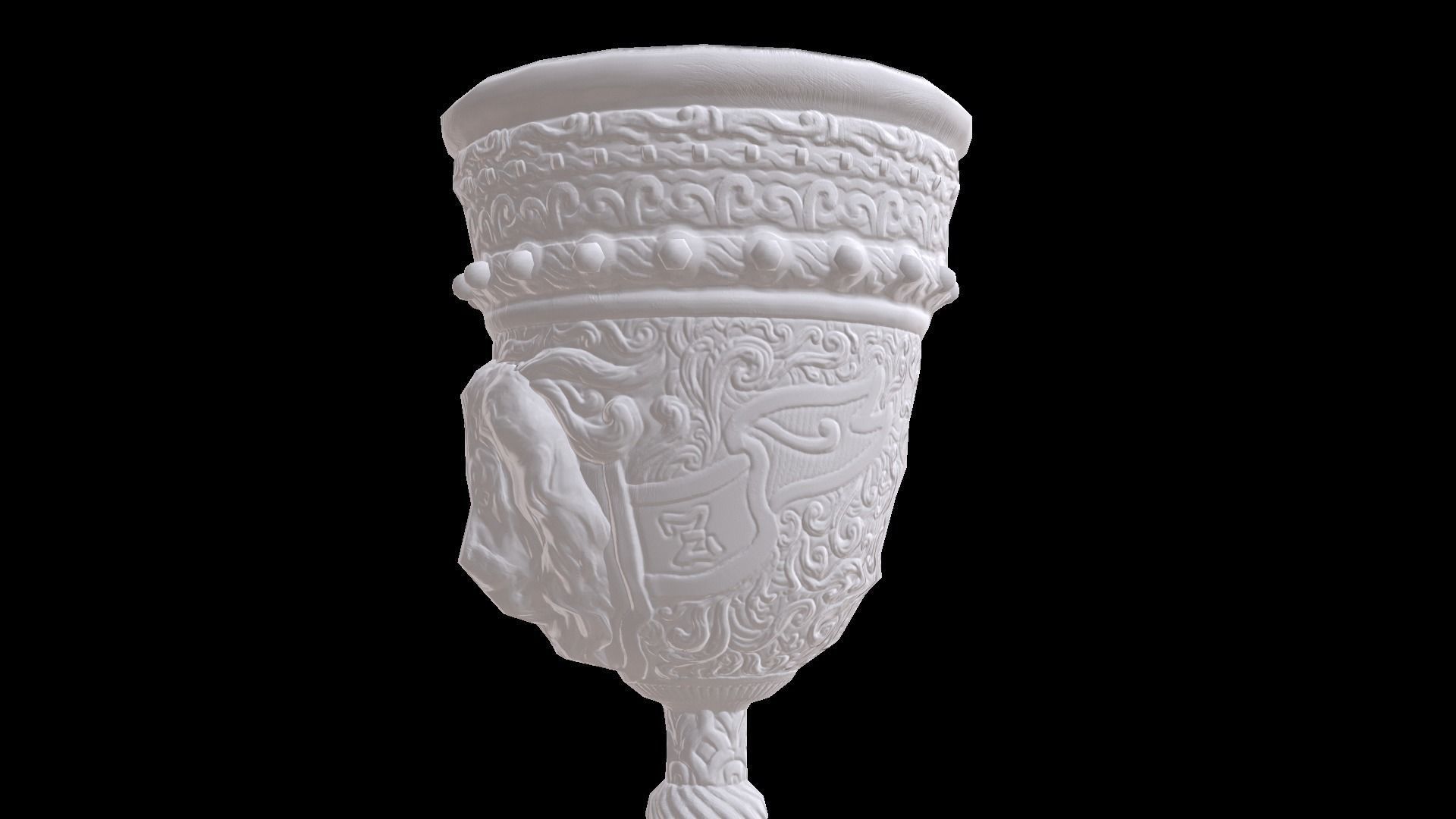 3D model The Old Goblet with lion design and red stones VR / AR / low ...