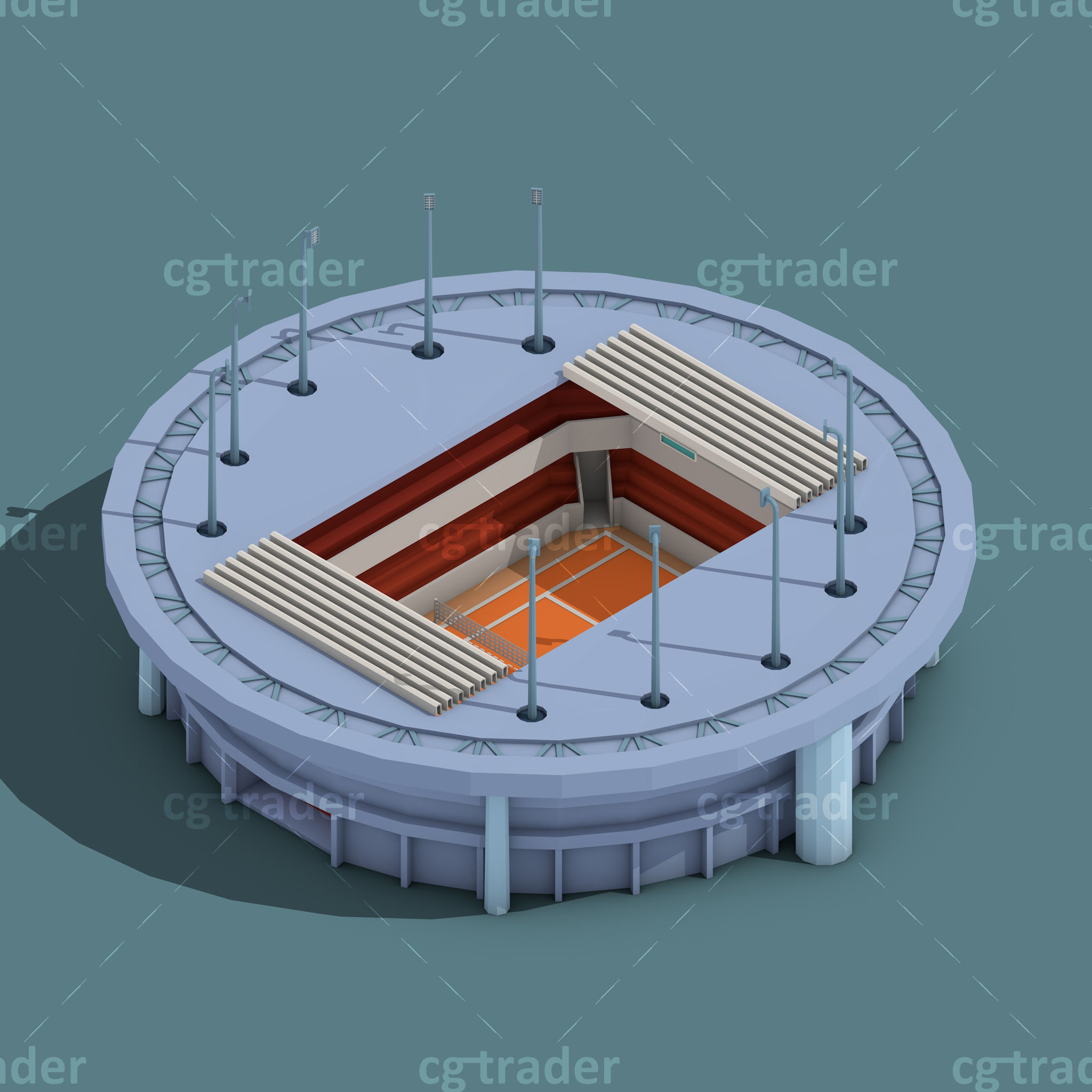 3D model Low Poly Stadium Set Isometric Icon VR / AR / low-poly | CGTrader