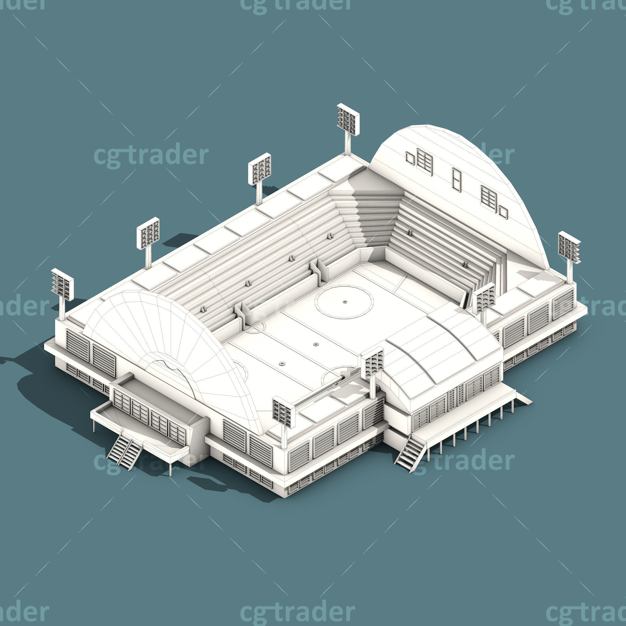 3D model Low Poly Stadium Set Isometric Icon VR / AR / low-poly | CGTrader