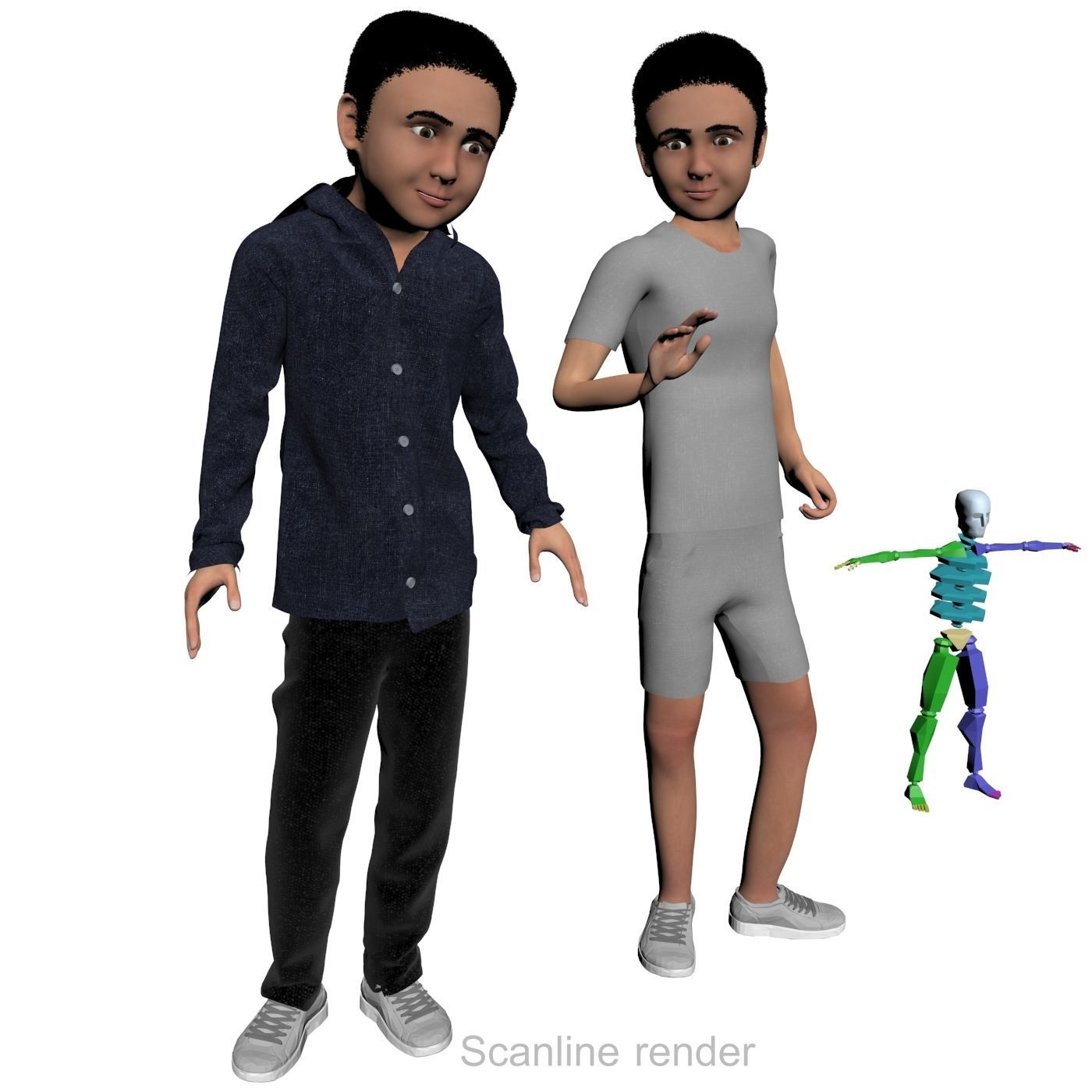 Family 4x models real cloth simulation conversation animation 4 3D ...