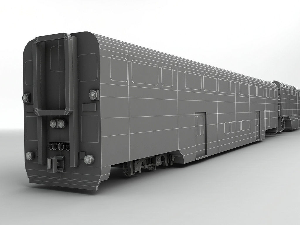 3D model F59PHI Locomotive Train With Passenger Car VR / AR / low-poly ...