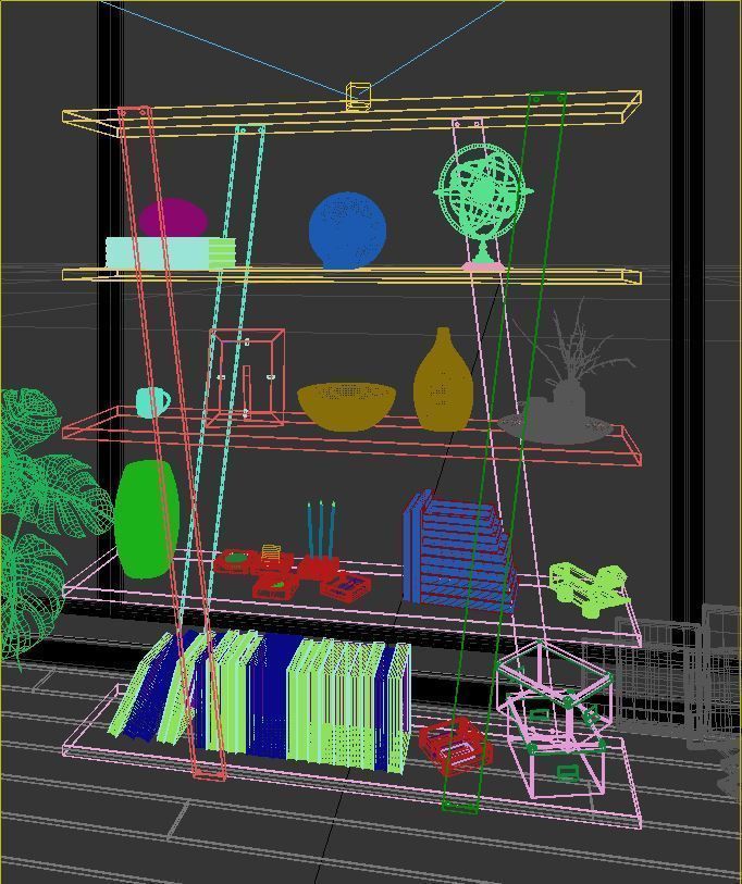 Modern Bookshelf interior design furniture scene 3D model | CGTrader