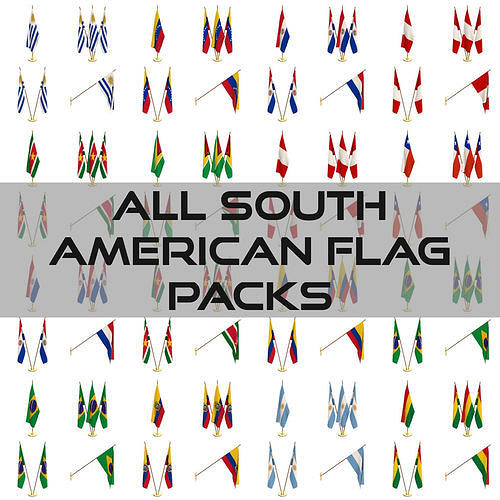 All South American Flag Packs 3D model | CGTrader