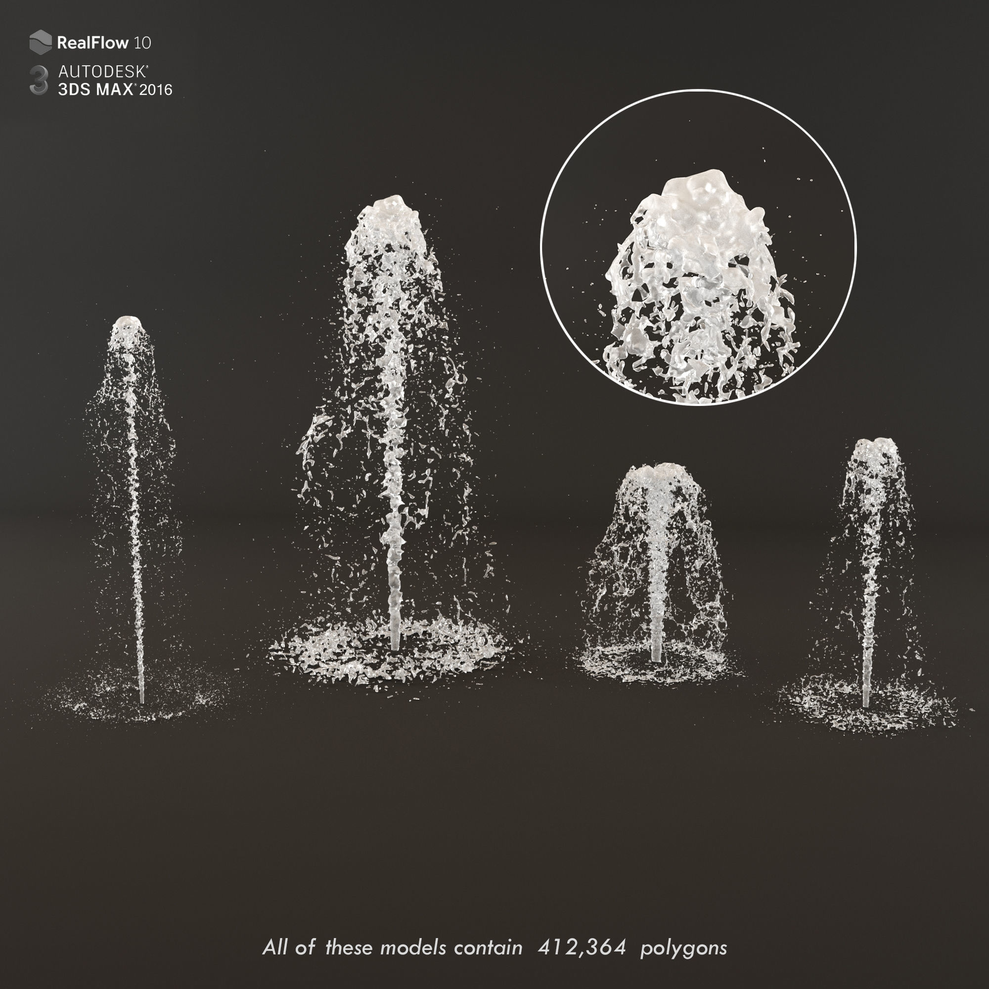 Collection fountain waterfall 3D model | CGTrader