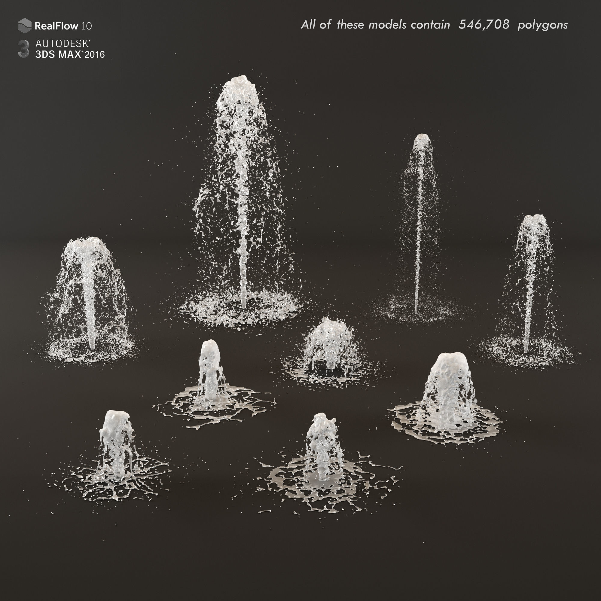 Collection fountain waterfall 3D model | CGTrader