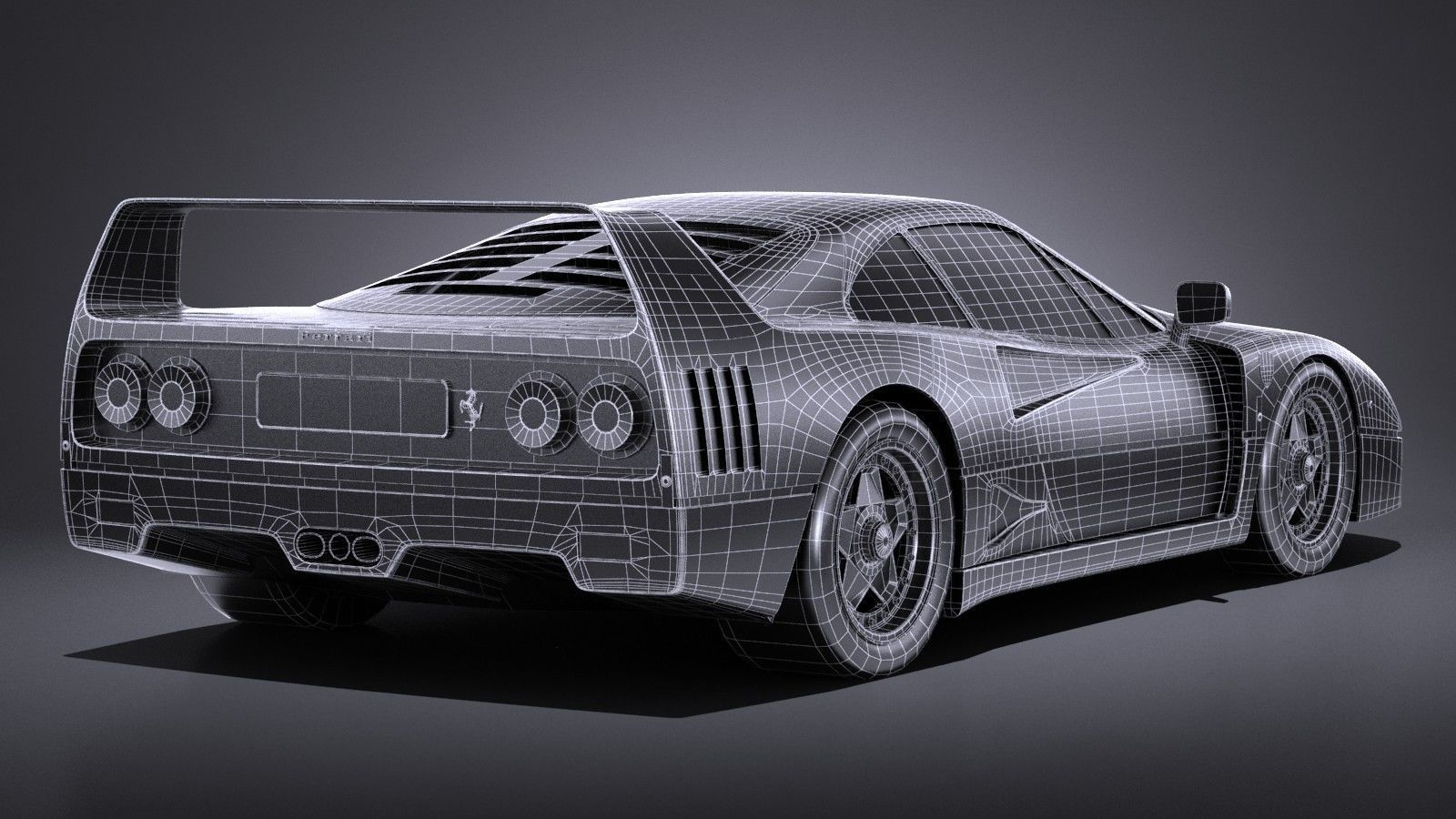 3D model LowPoly Ferrari F40 1987 VR / AR / low-poly | CGTrader