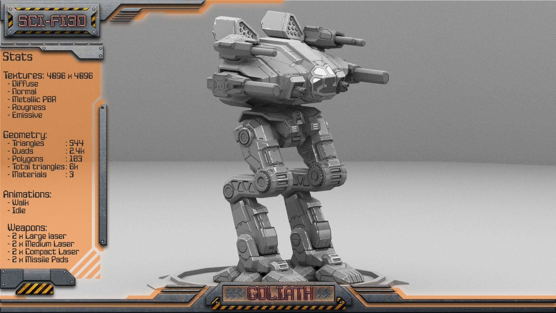 3D model Goliath BattleMech VR / AR / low-poly | CGTrader