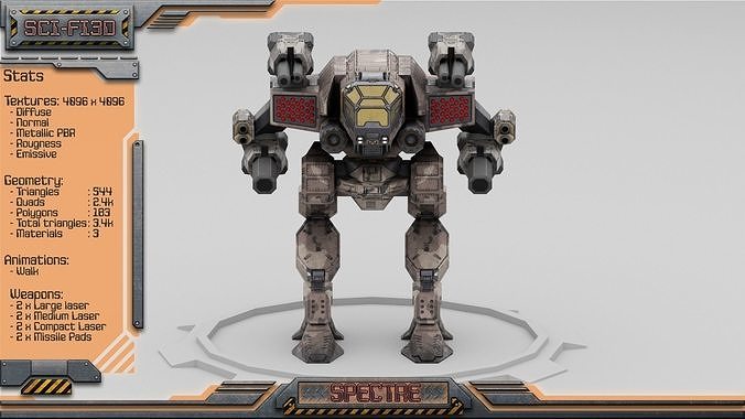 3D model Spectre BattleMech VR / AR / low-poly | CGTrader