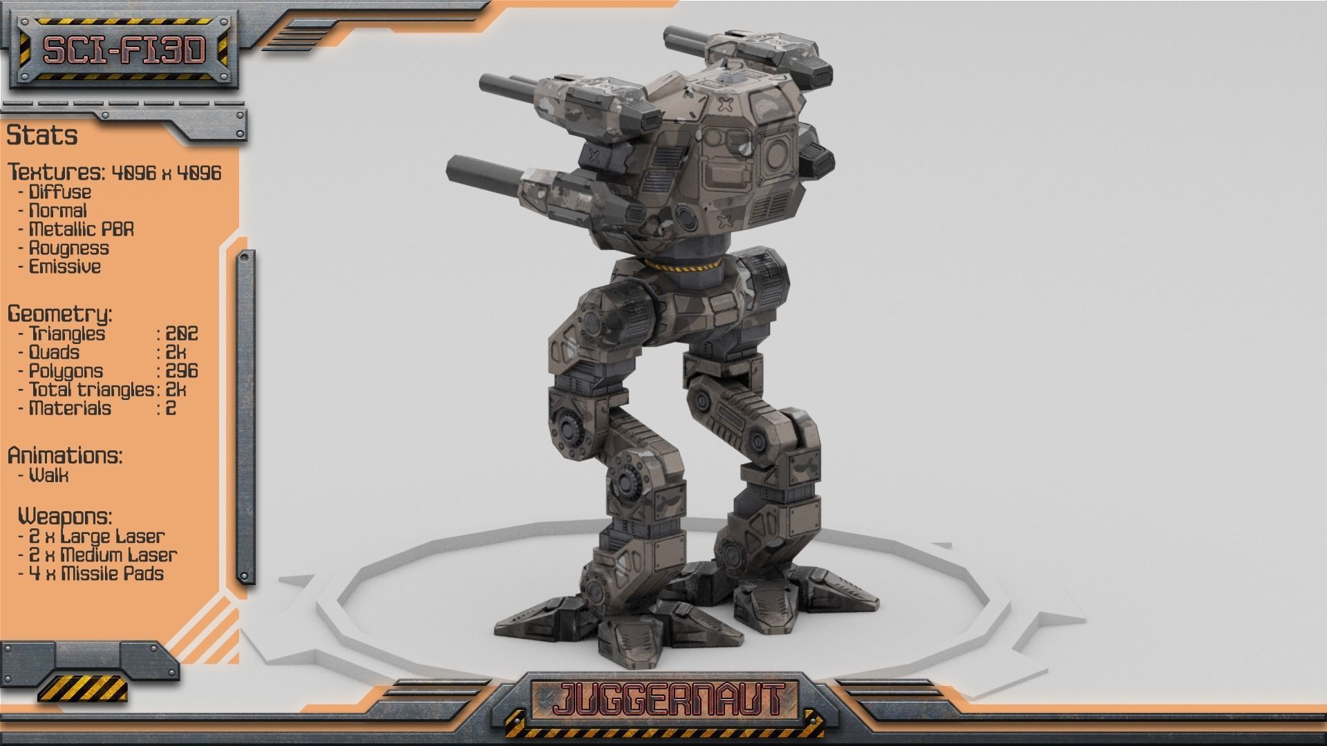 3D model Juggernaut BattleMech VR / AR / low-poly | CGTrader
