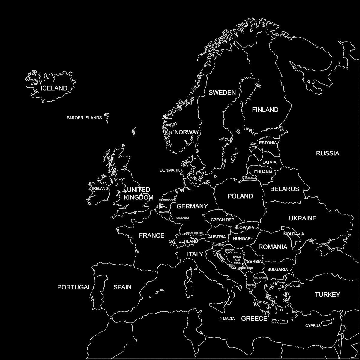 Europe Map 3D with borders and names 3D model | CGTrader