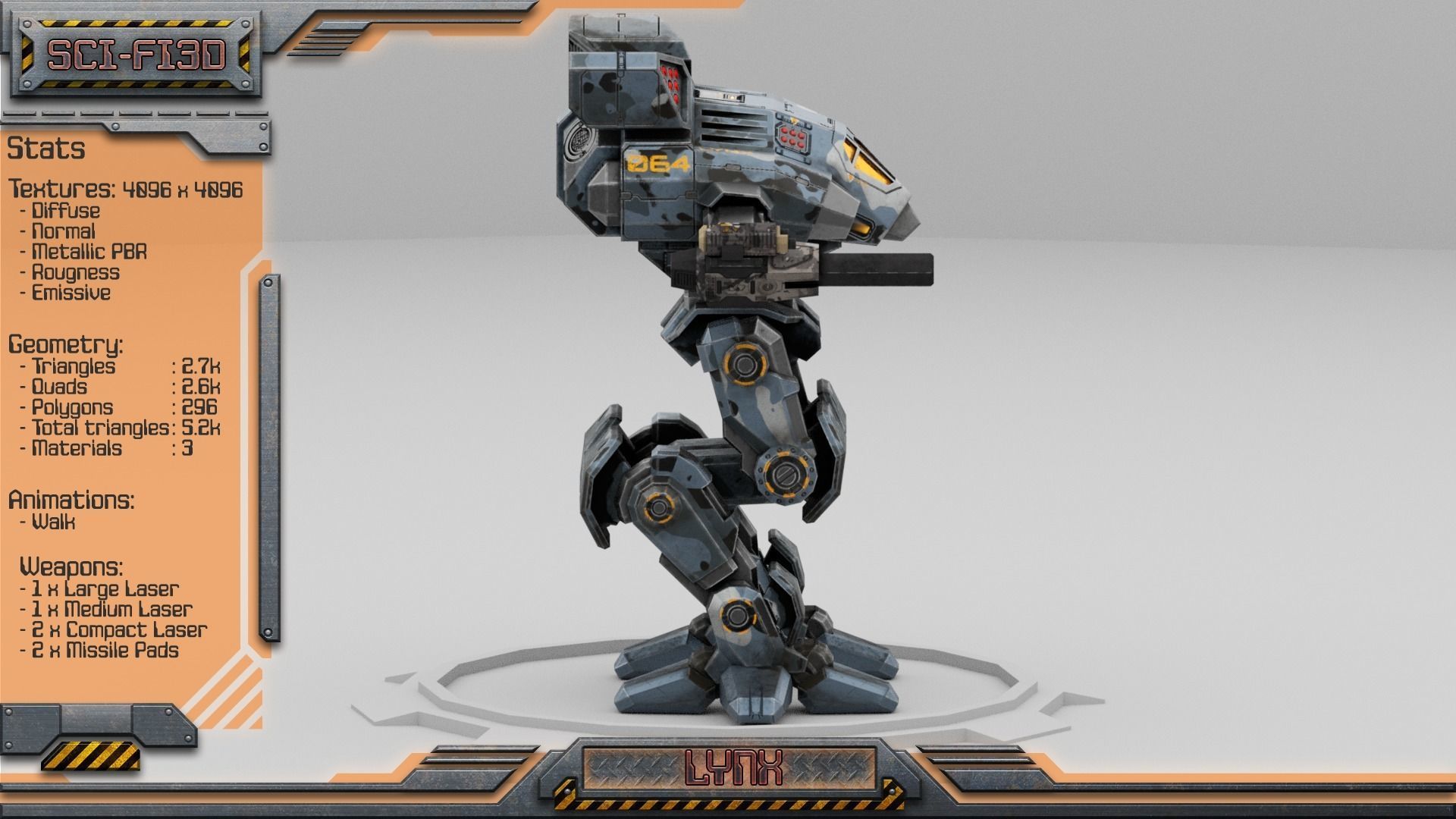 3D model Lynx BattleMech VR / AR / low-poly | CGTrader