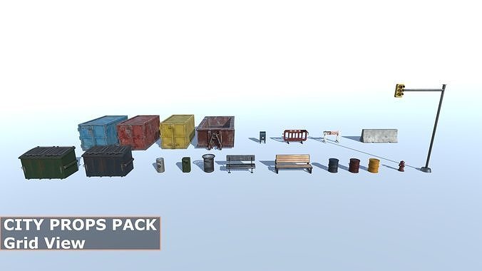City Props Bundle - Game Ready free VR / AR / low-poly 3D model | CGTrader