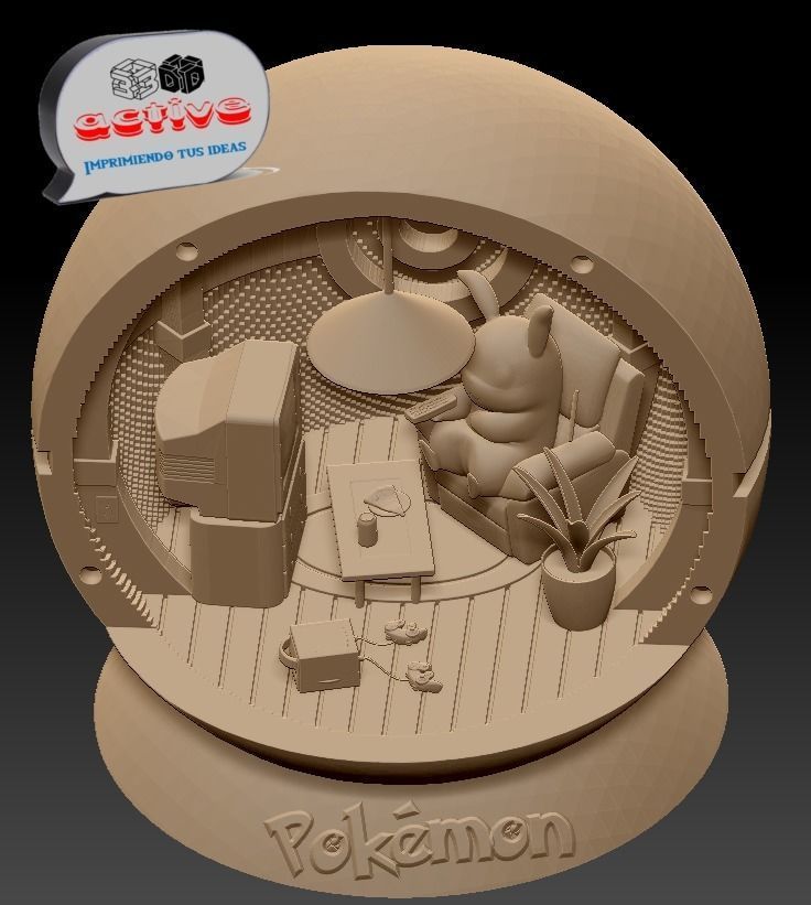 Pokemon - Pikachu inside his pokeball 3D model 3D printable | CGTrader