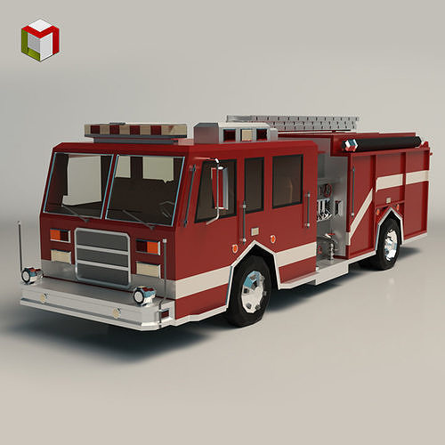 3D model Low Poly Fire Truck 04 VR / AR / low-poly | CGTrader