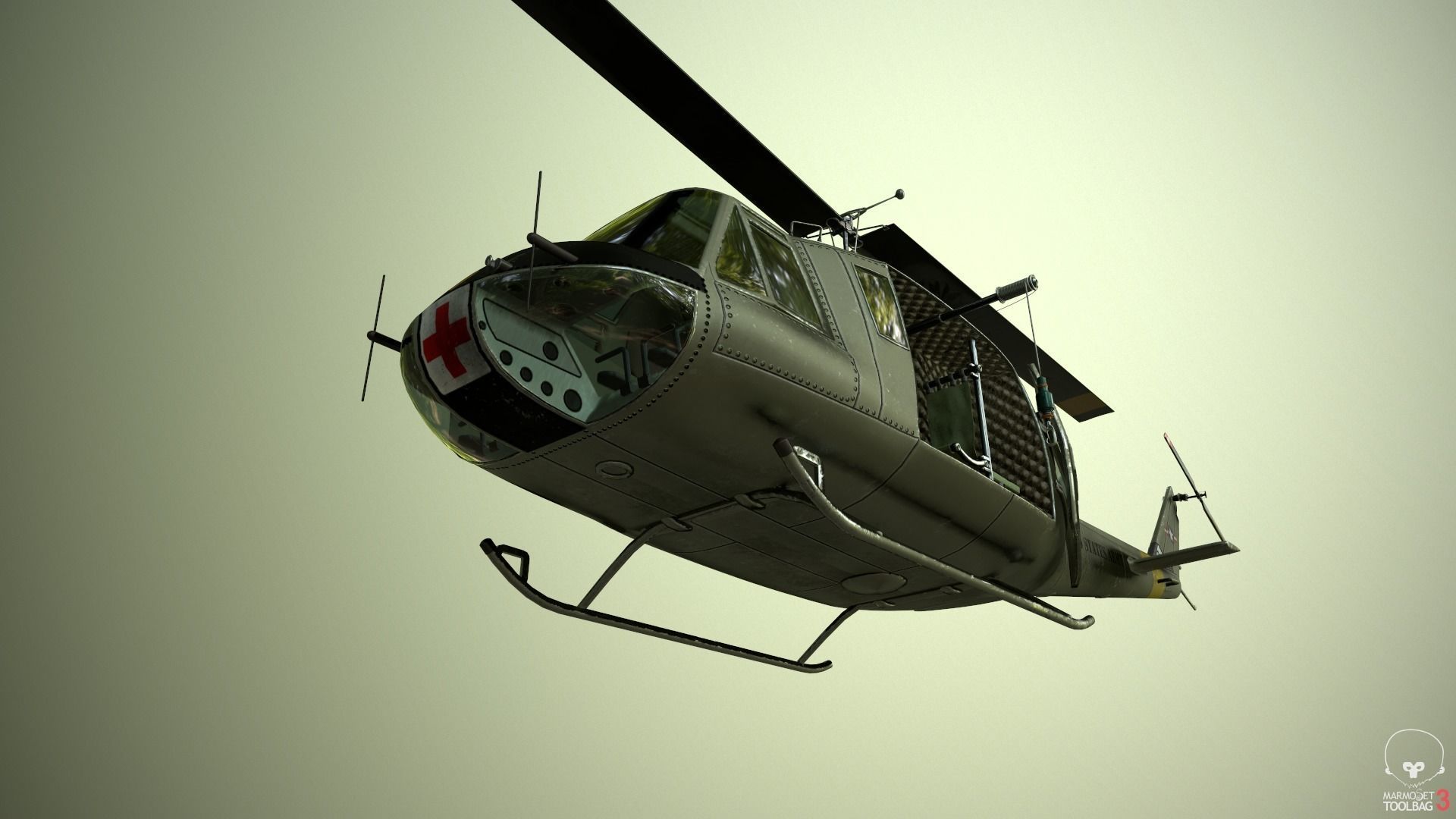 Huey Medevac Bell UH-1H 3D model rigged | CGTrader