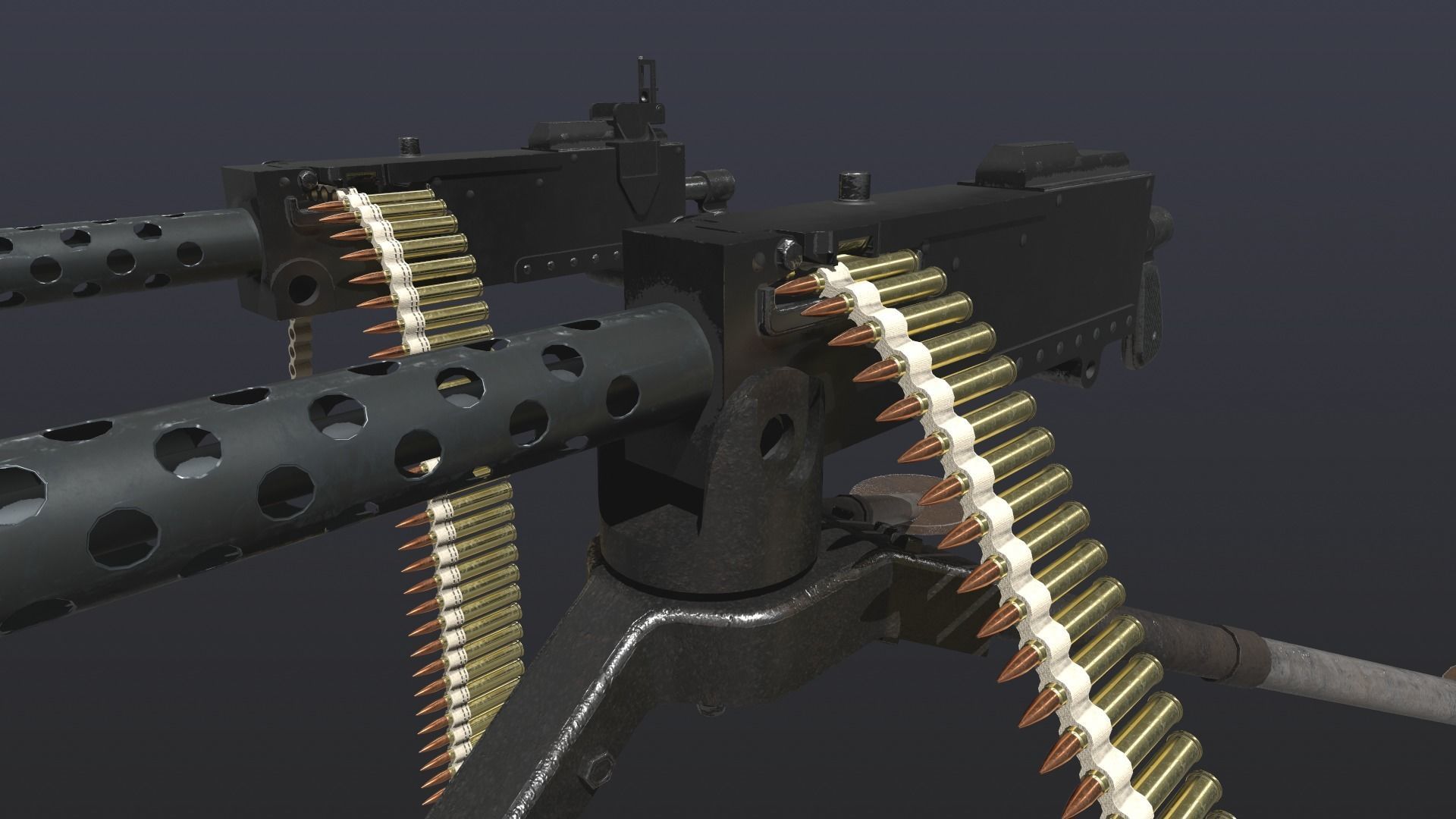 3D model WW2 M1919 Browning Machine Gun with Attachments and Animations ...